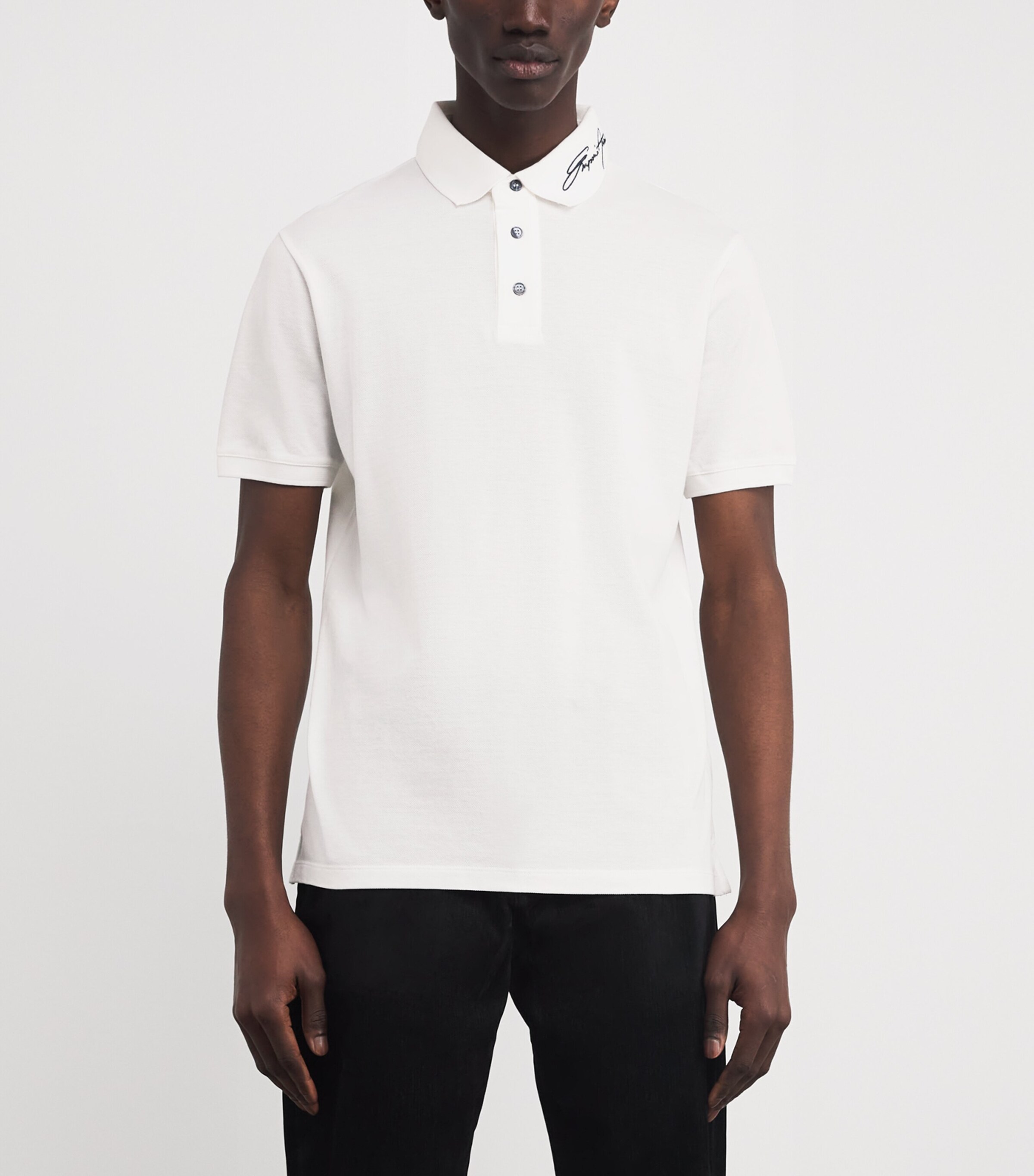 Emporio Armani White Cotton Piqué Signature Polo Shirt | Harrods UK