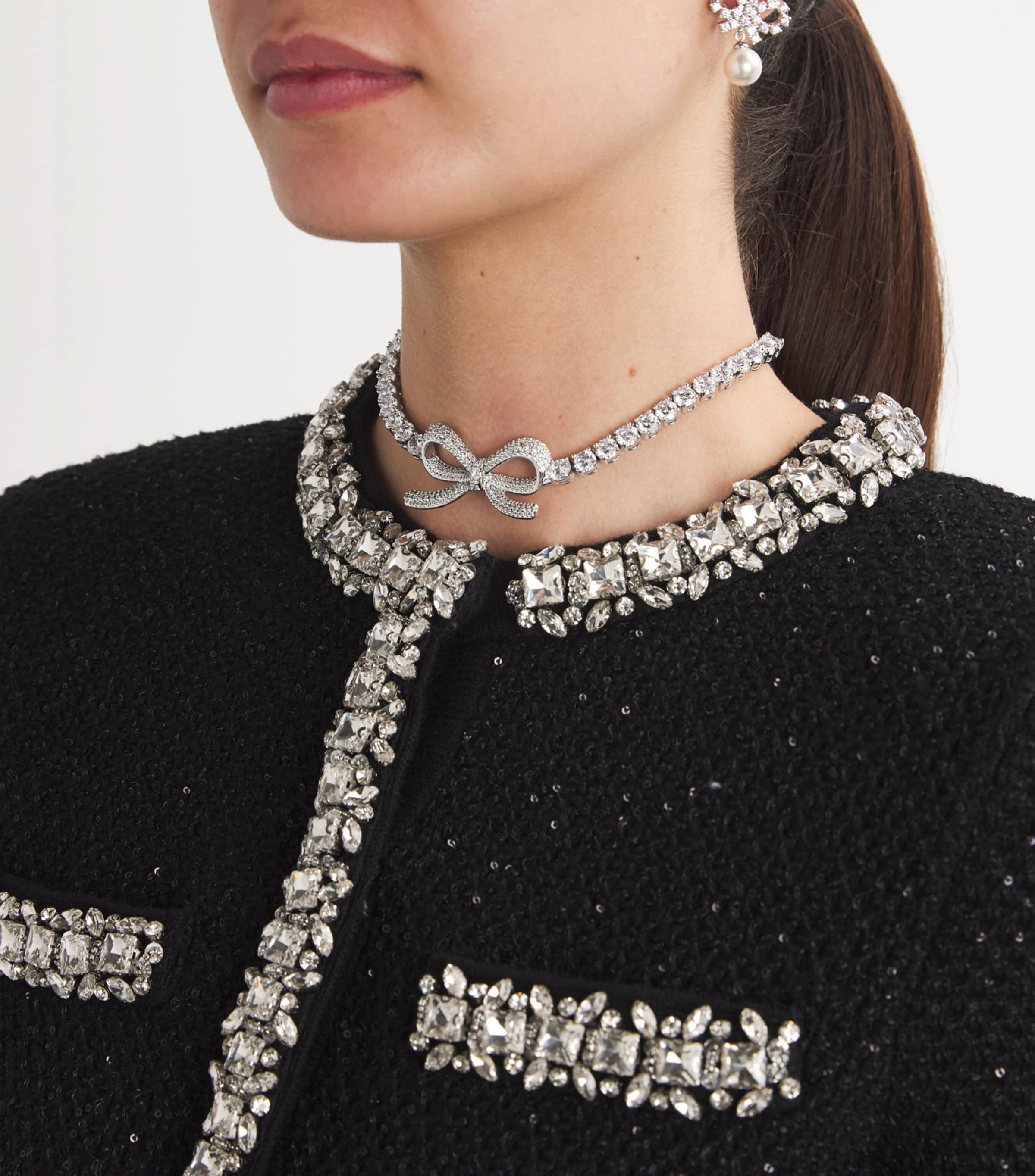 Self-Portrait Diamanté Bow Tennis Choker | Harrods US