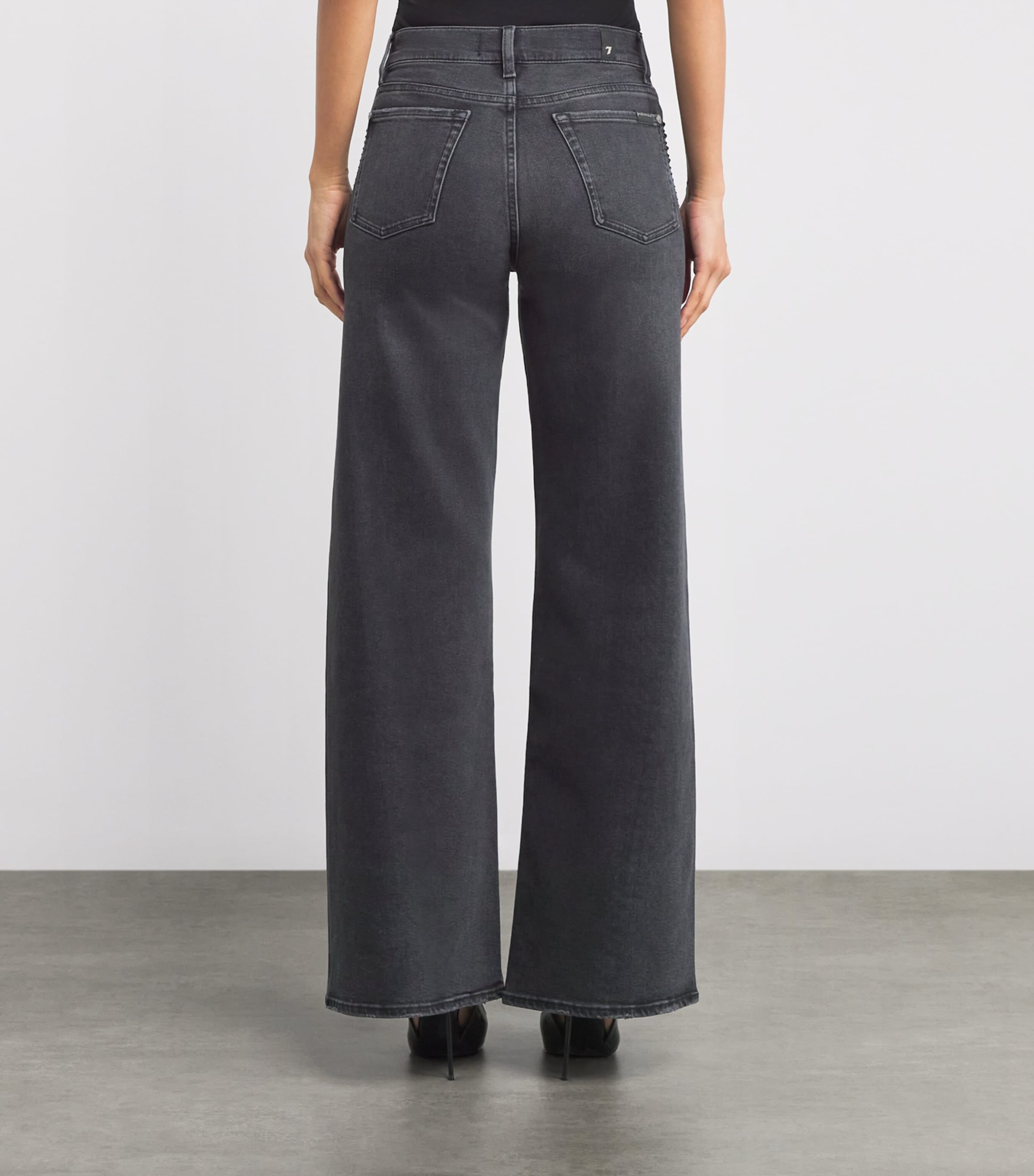 7 For All Mankind Black Embellished Twisted Lotta Wide-Leg Jeans ...