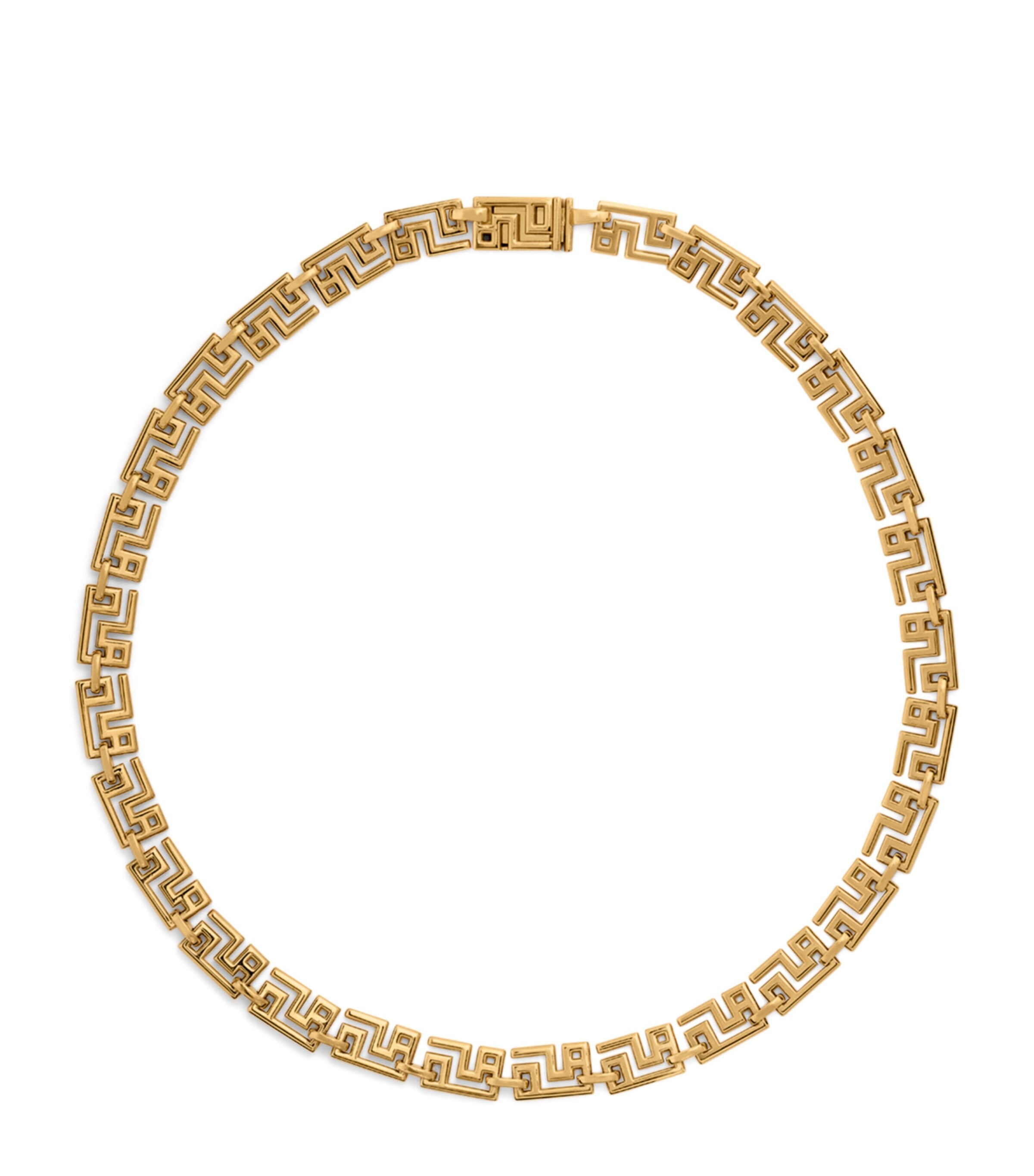Azlee Yellow Gold Greek Pattern Chain Necklace | Harrods US