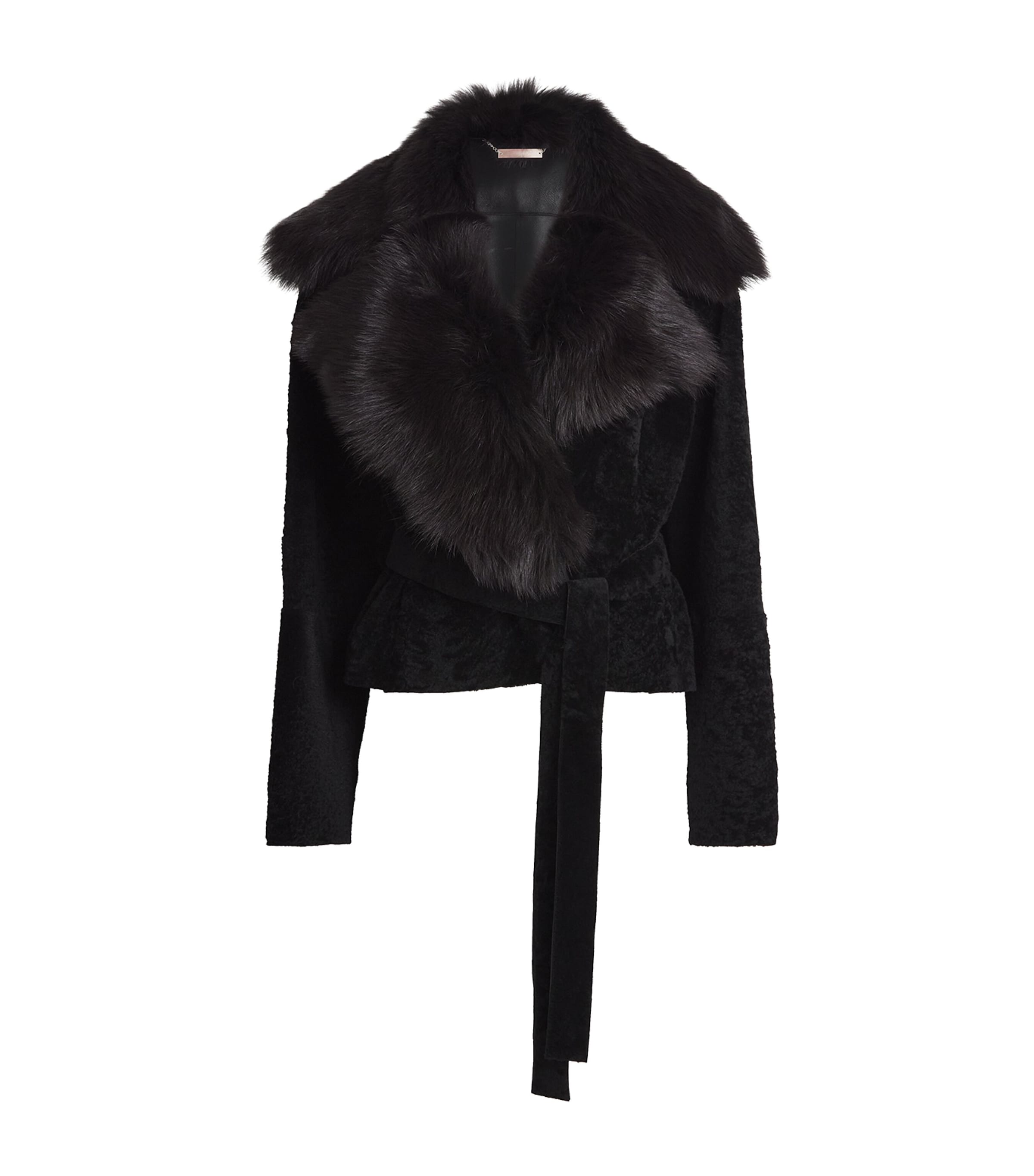 NOUR HAMMOUR Black Lambskin Shearling Renata Jacket | Harrods IN