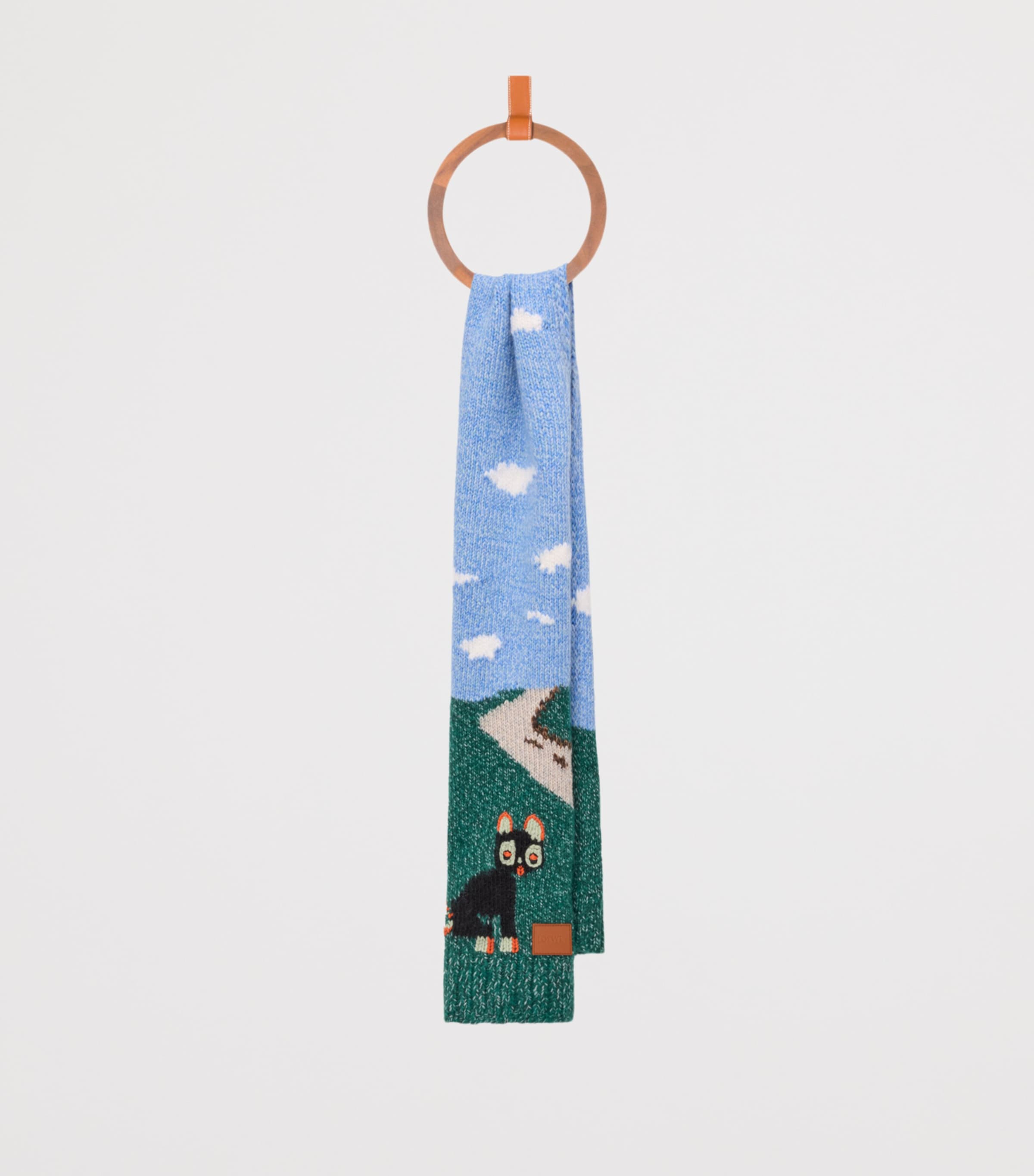 LOEWE Blue x Louis Wain Wool-Blend Futuristic Cats Scarf | Harrods UK