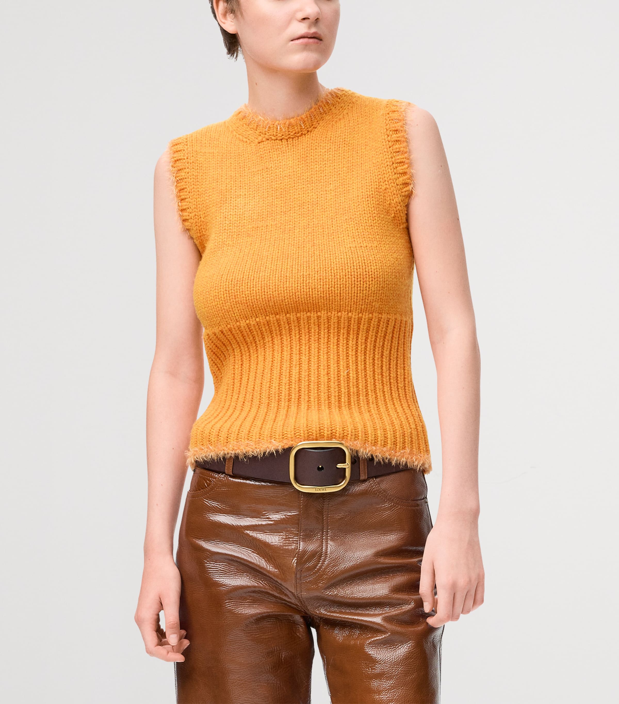 LOEWE Orange Wool-Blend Ribbed Sweater Vest | Harrods NZ