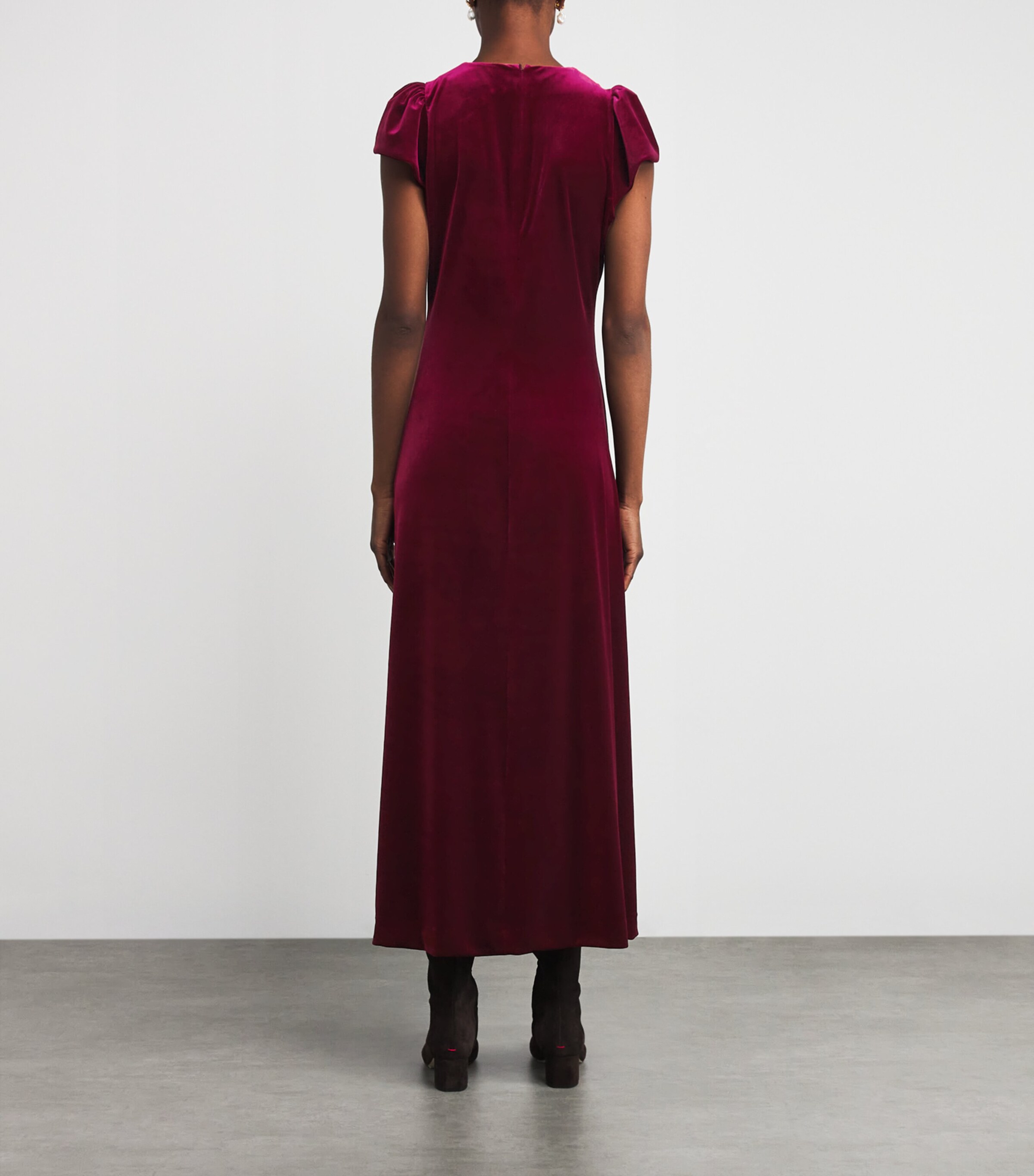 ME+EM Red Velour Draped Maxi Dress | Harrods UK