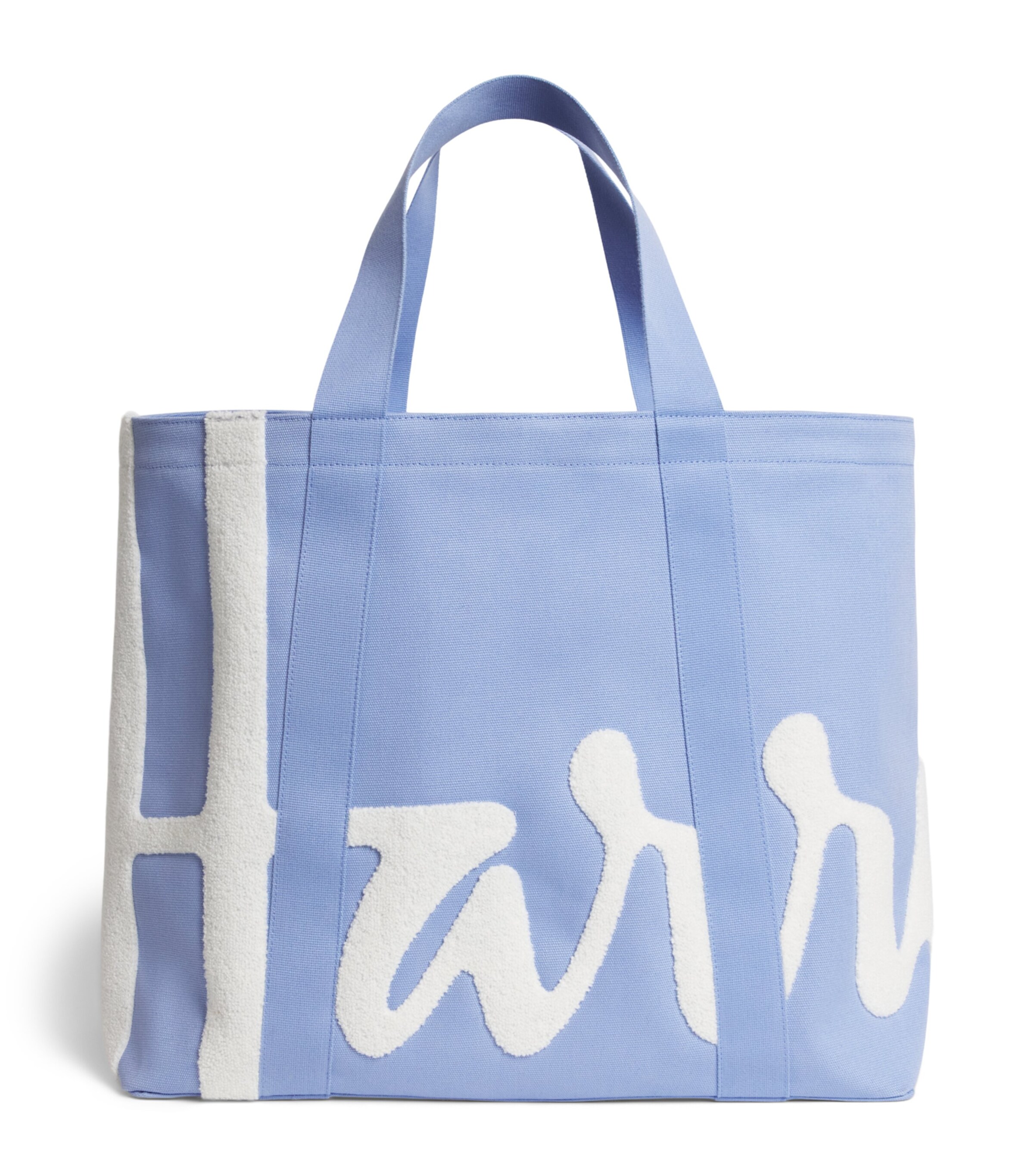 Harrods Blue Large Cotton Logo Tote Bag | Harrods UK