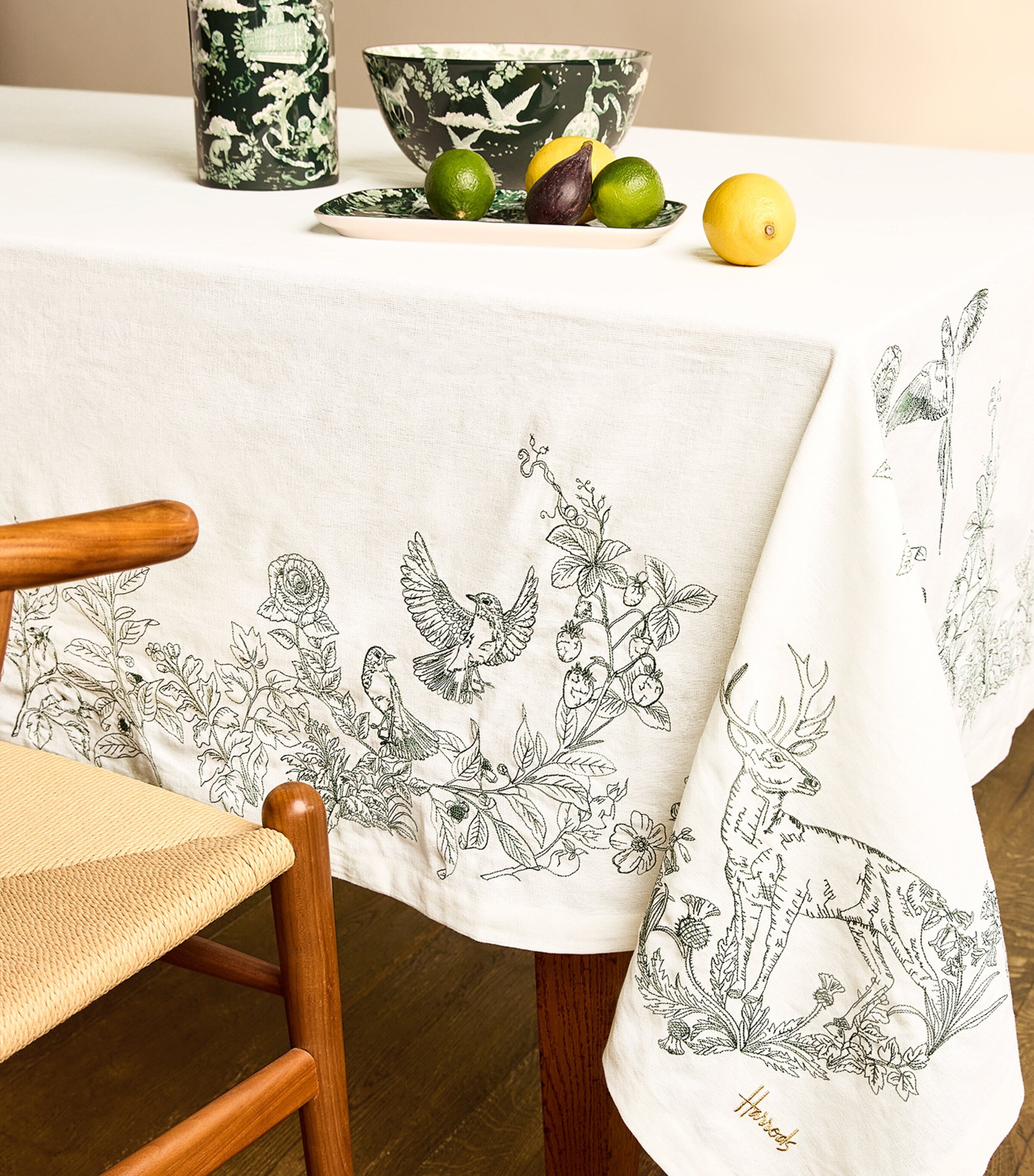 Harrods Cotton-Linen Toile de Jouy Tablecloth | Harrods CA