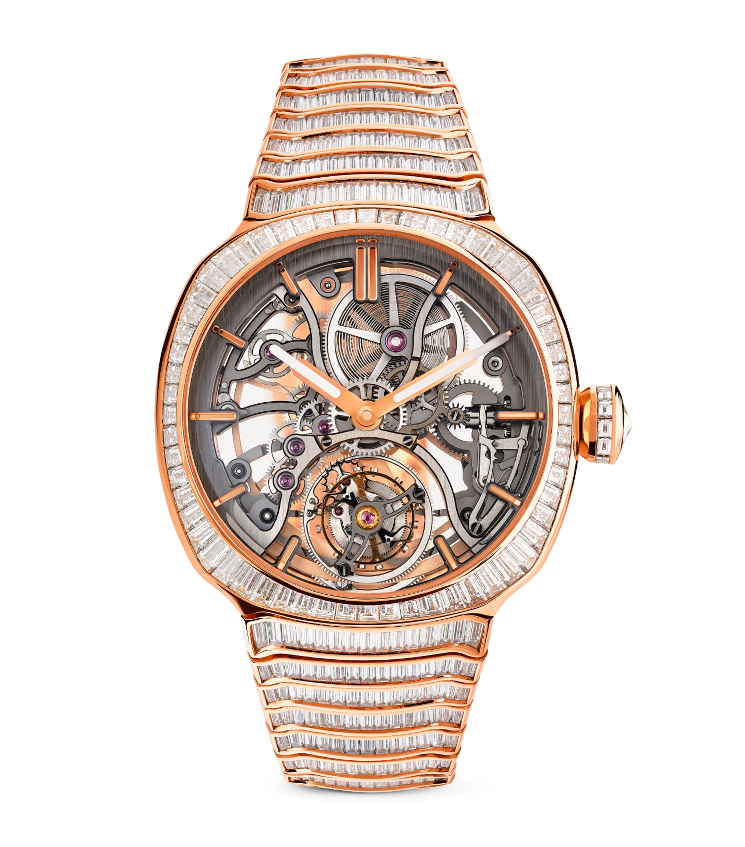 H. Moser & Cie Rose Gold and Diamond Streamliner Tourbillon Skeleton ...
