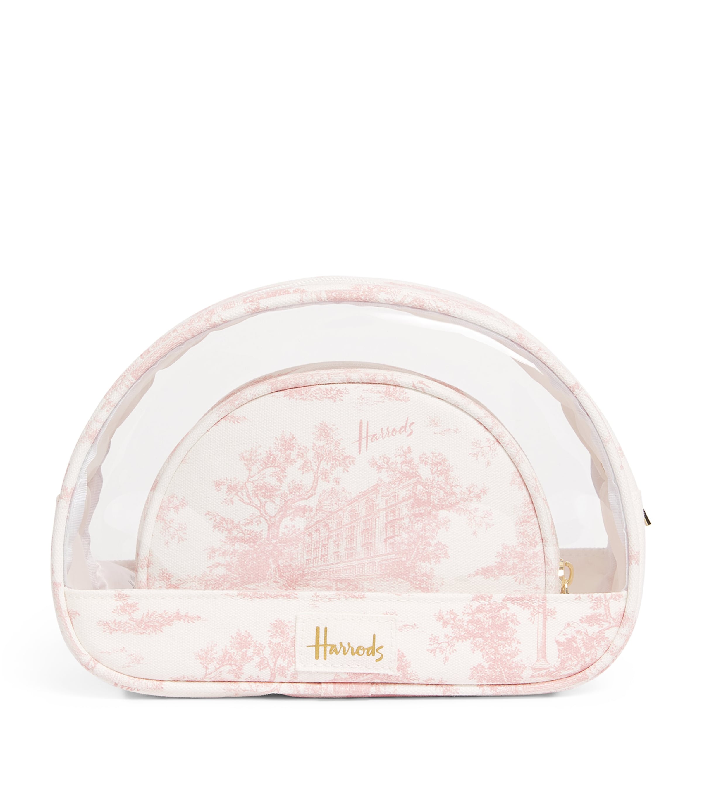 Harrods Pink Toile Cosmetic Bag (Set of 2) | Harrods UK