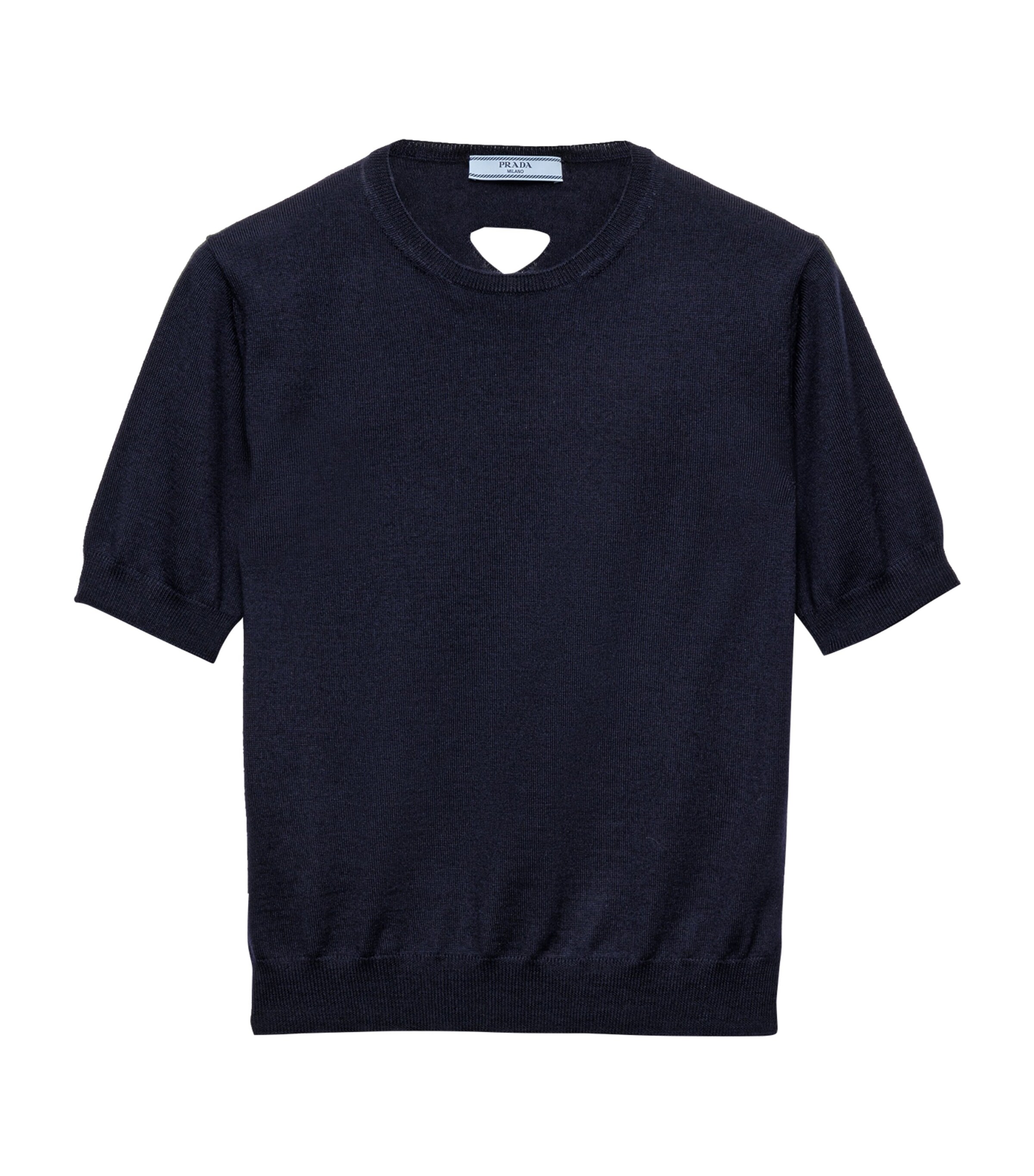 Prada Blue Virgin Wool Triangle Cut-Out Sweater | Harrods UK