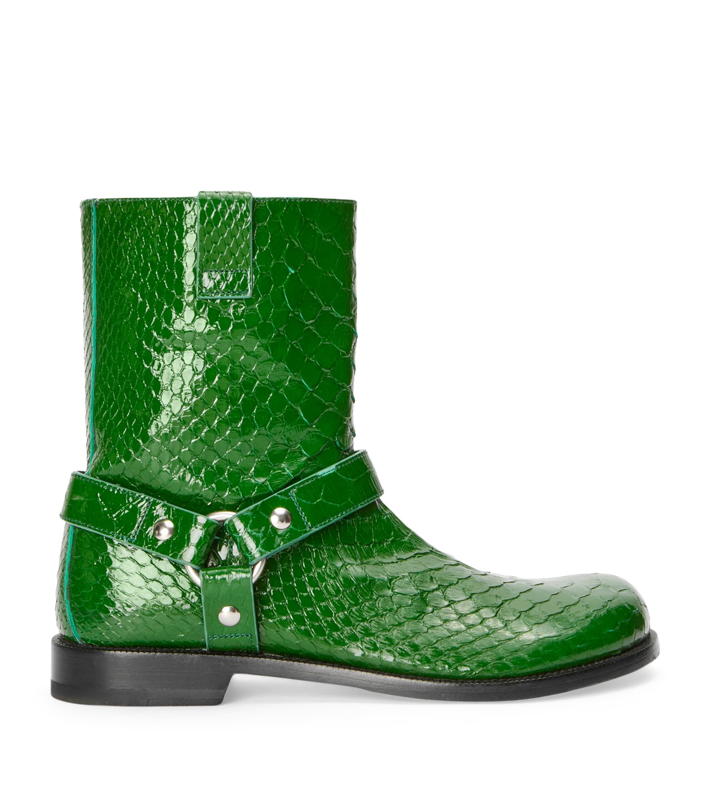 LOEWE Python Leather Campo Biker Boots | Harrods HK