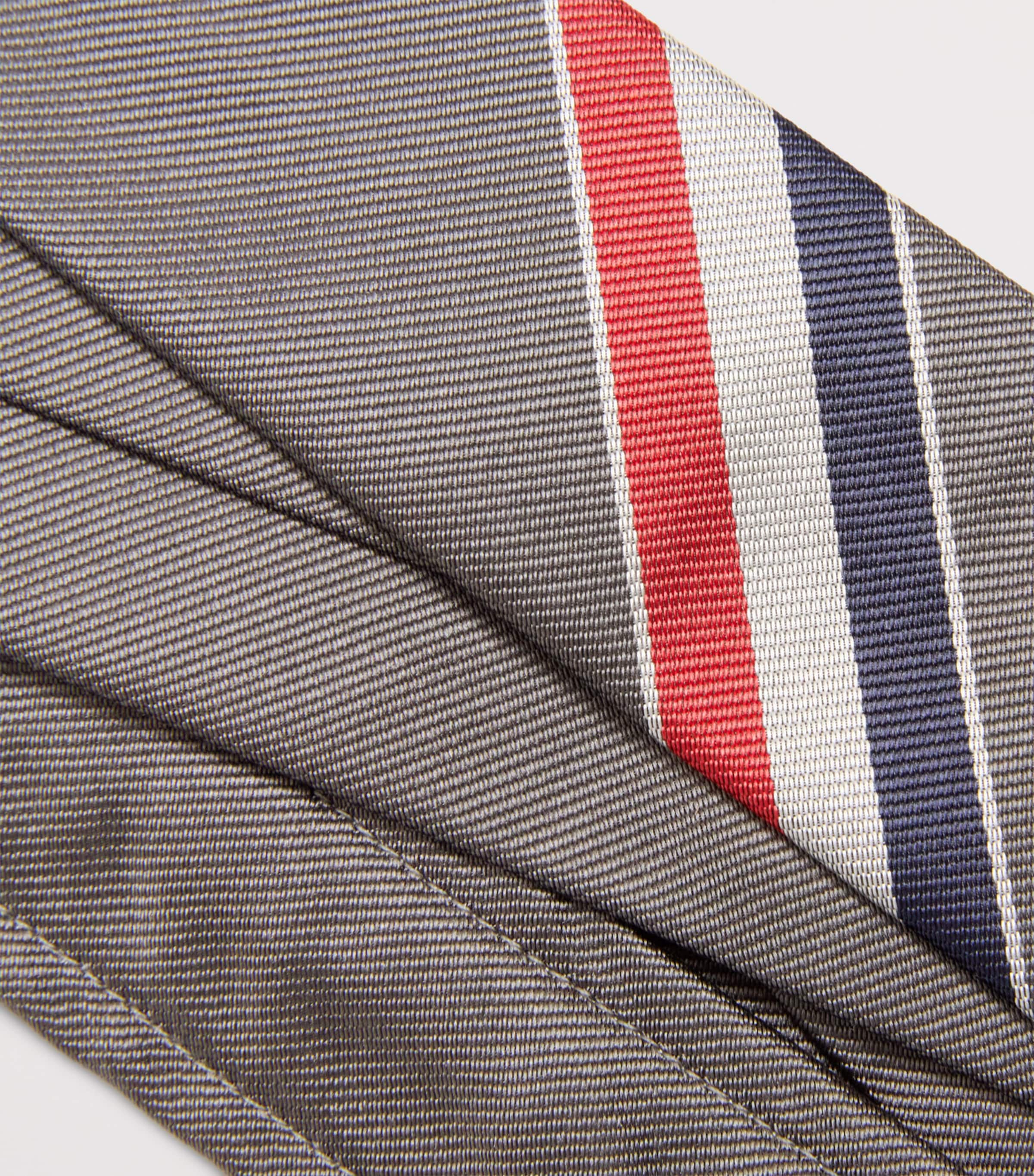 Thom Browne Grey Silk RWB Tie | Harrods UK