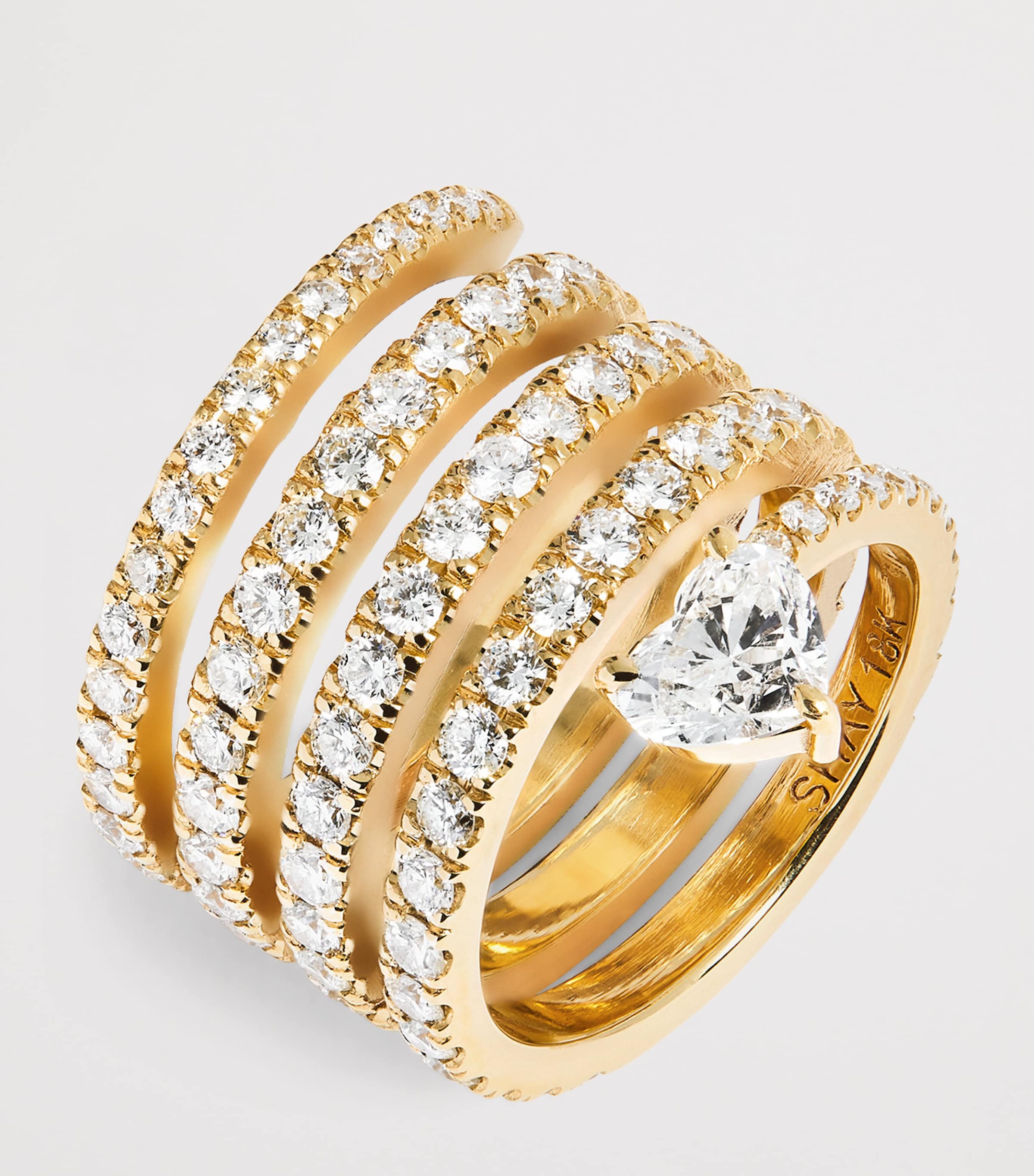 SHAY Yellow Gold and Diamond Swirl Pinky Ring | Harrods UK