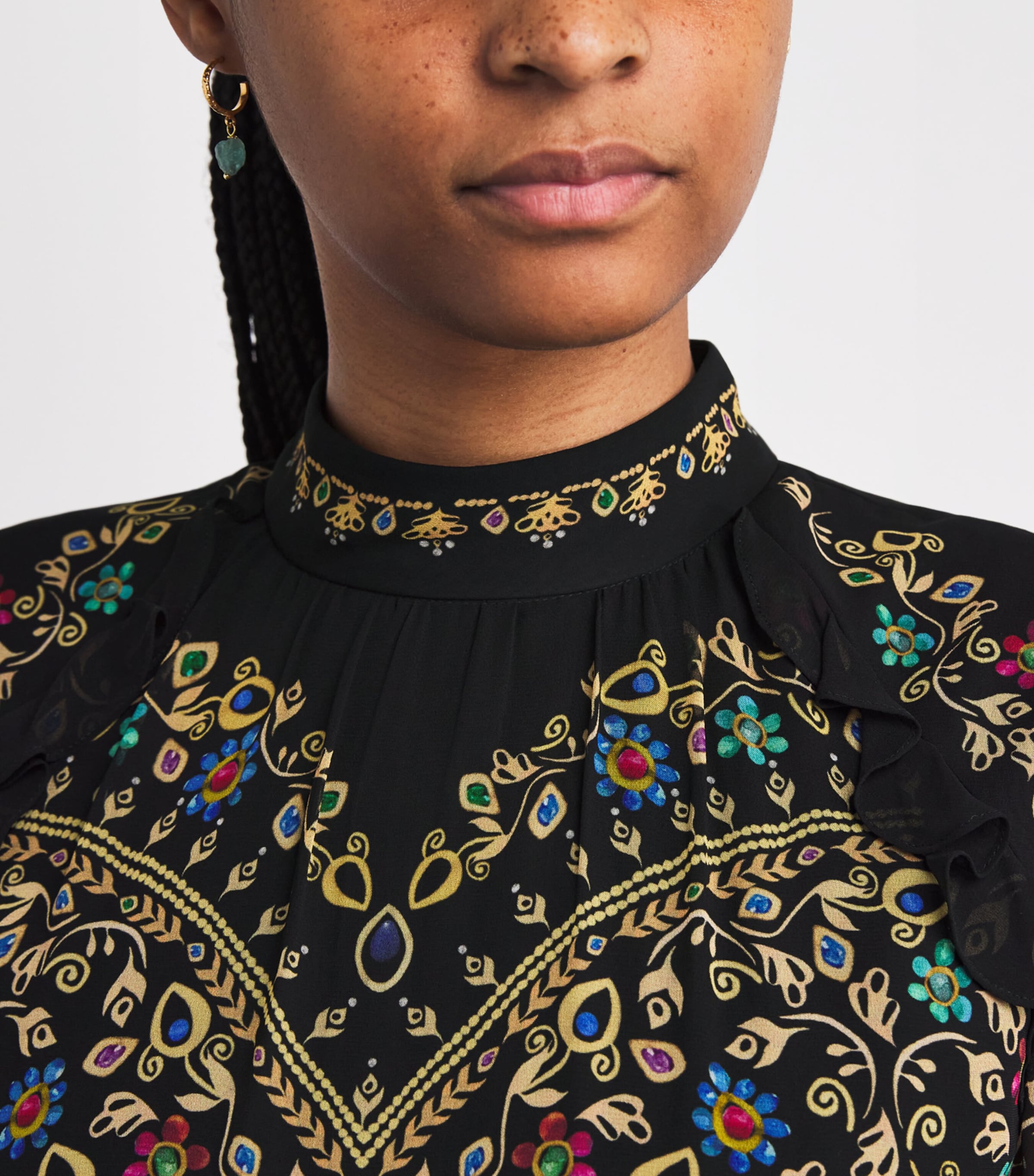 Saloni Multi Georgette Printed Jacqui B Midi Dress | Harrods UK