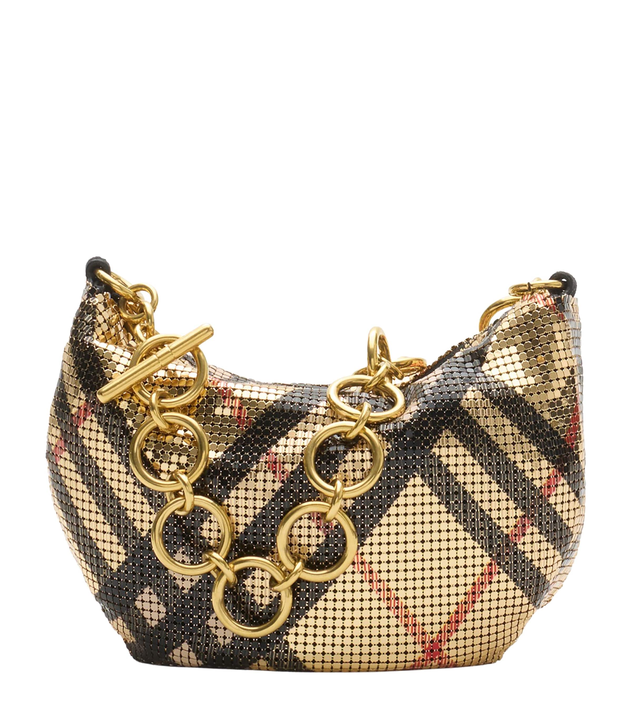 Burberry Beige Check Chainmail Shoulder Bag | Harrods US