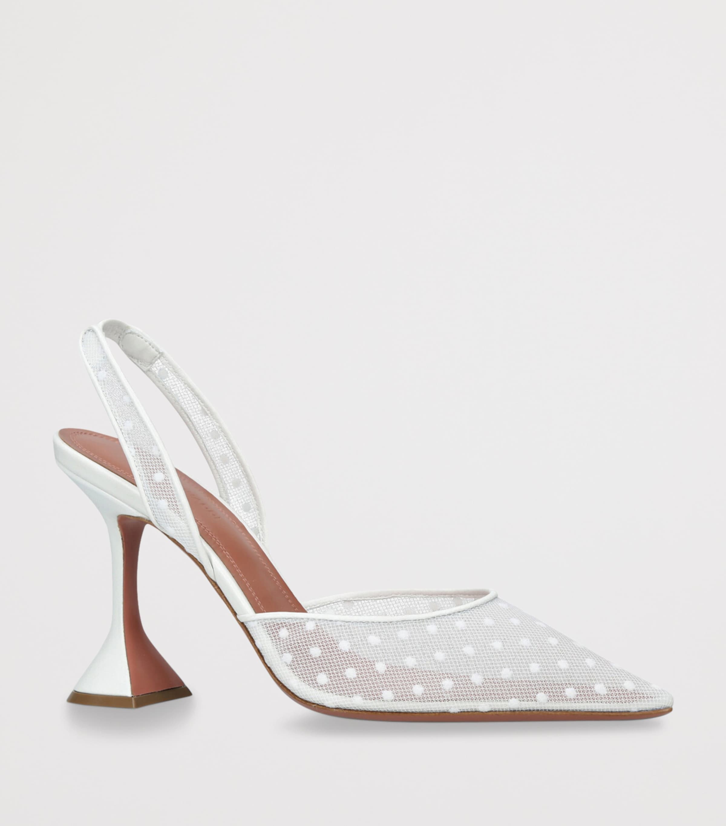Amina Muaddi White Mesh Holli Slingback Pumps 95 | Harrods MC
