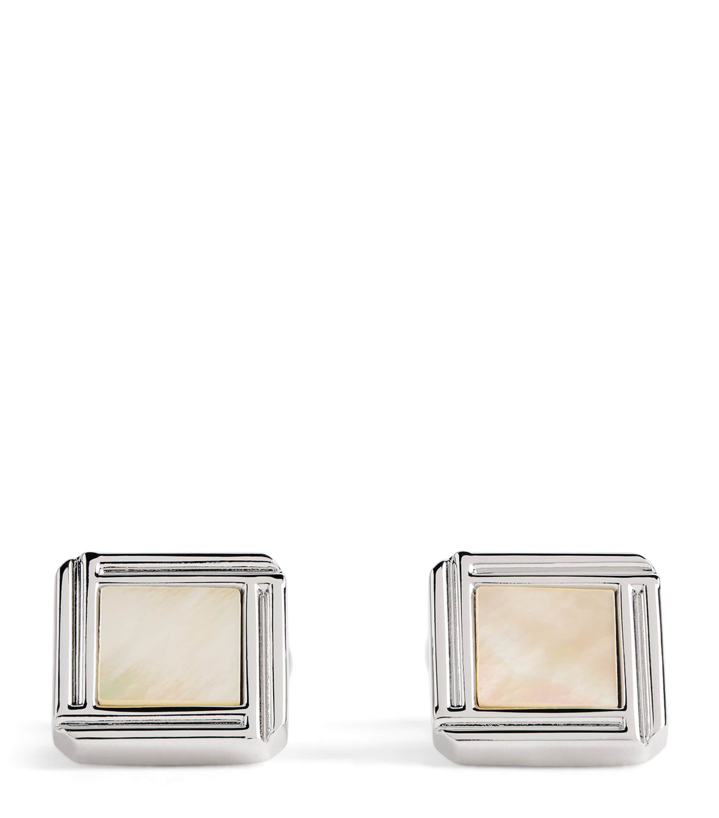 Babette Wasserman Rhodium-Plated Celtic Mother of Pearl Cufflinks ...