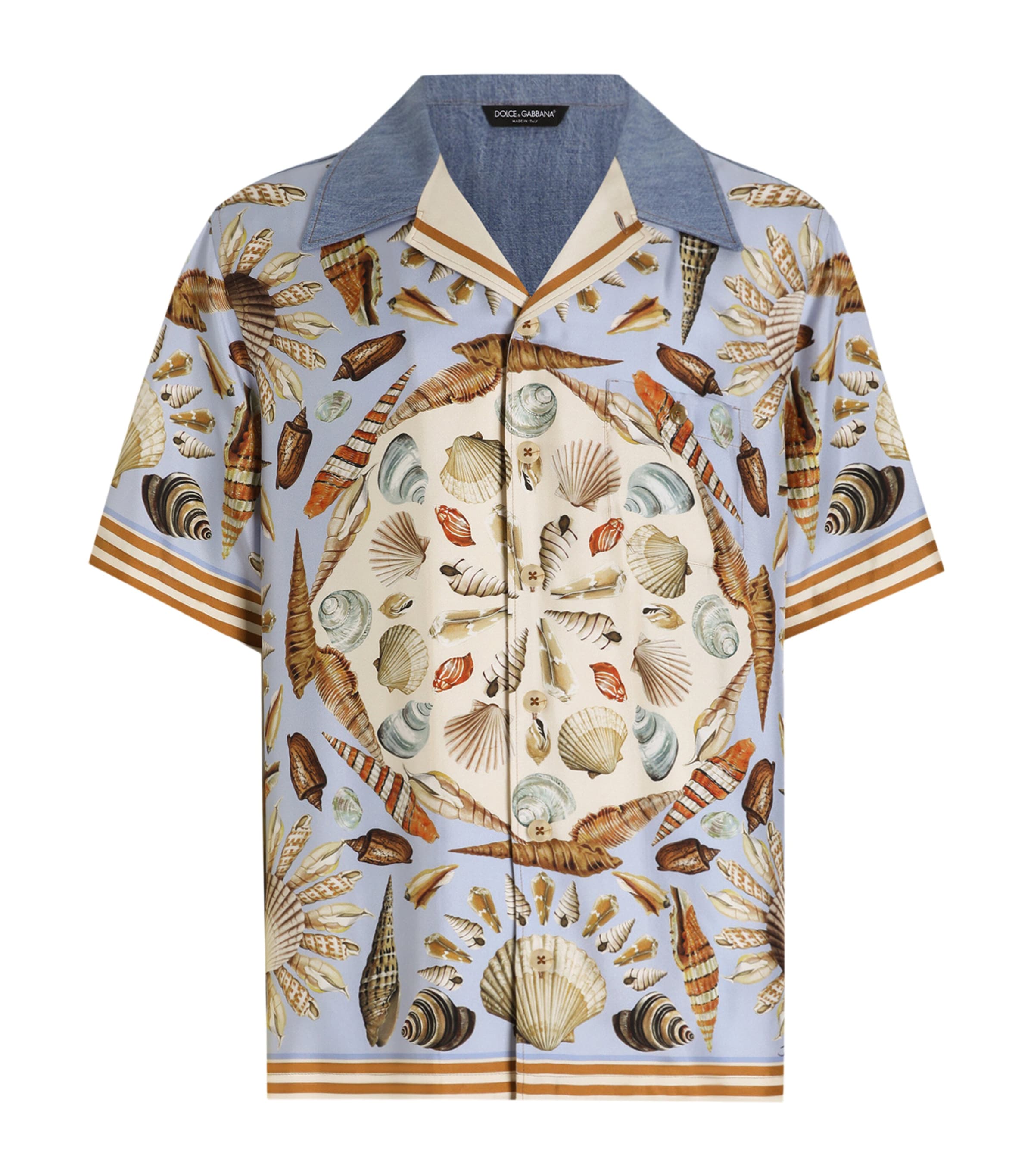 Dolce & Gabbana Multi Silk and Denim Shell Print Shirt | Harrods US