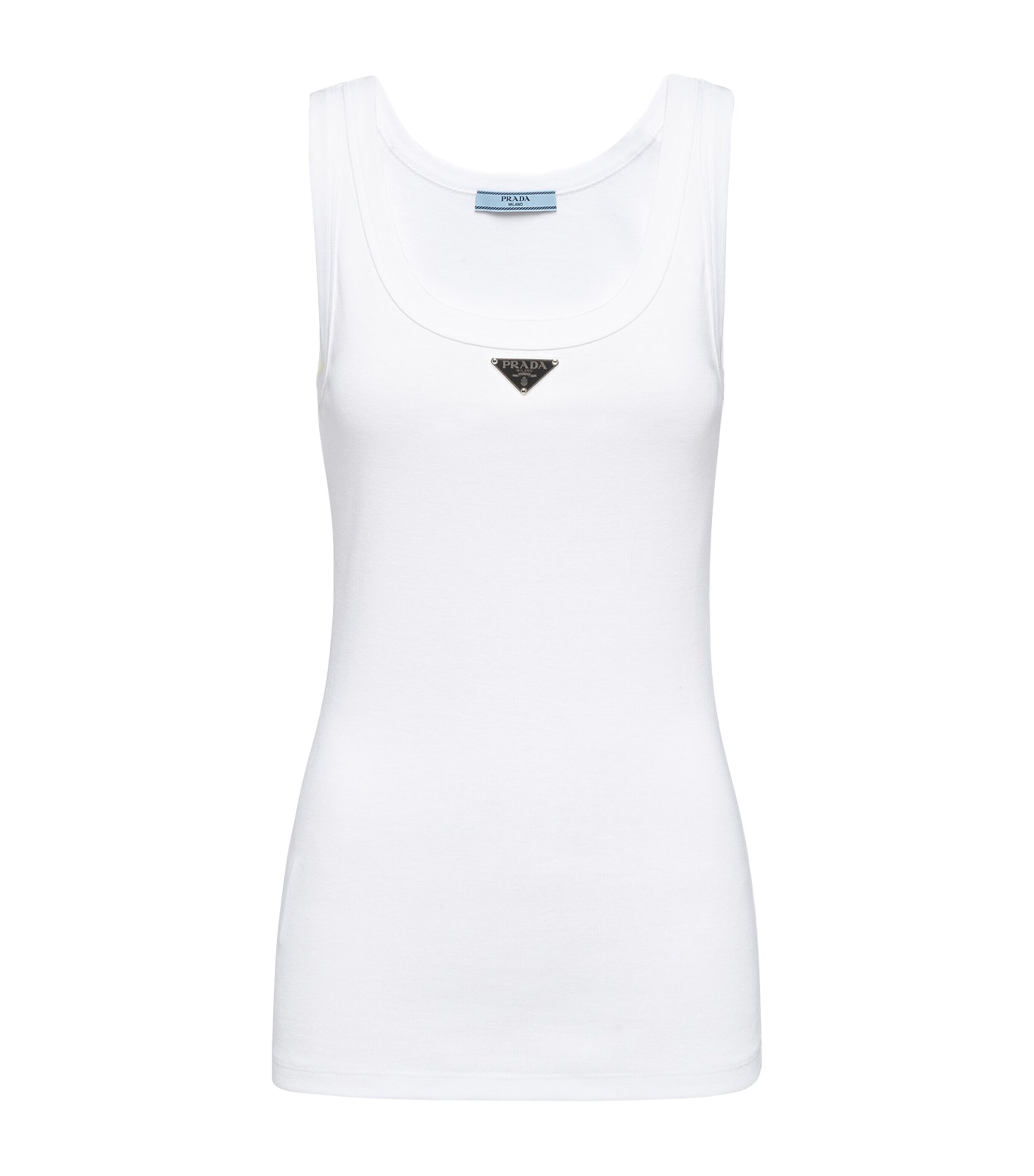 Prada White Rib-Knit Triangle Tank Top | Harrods UK