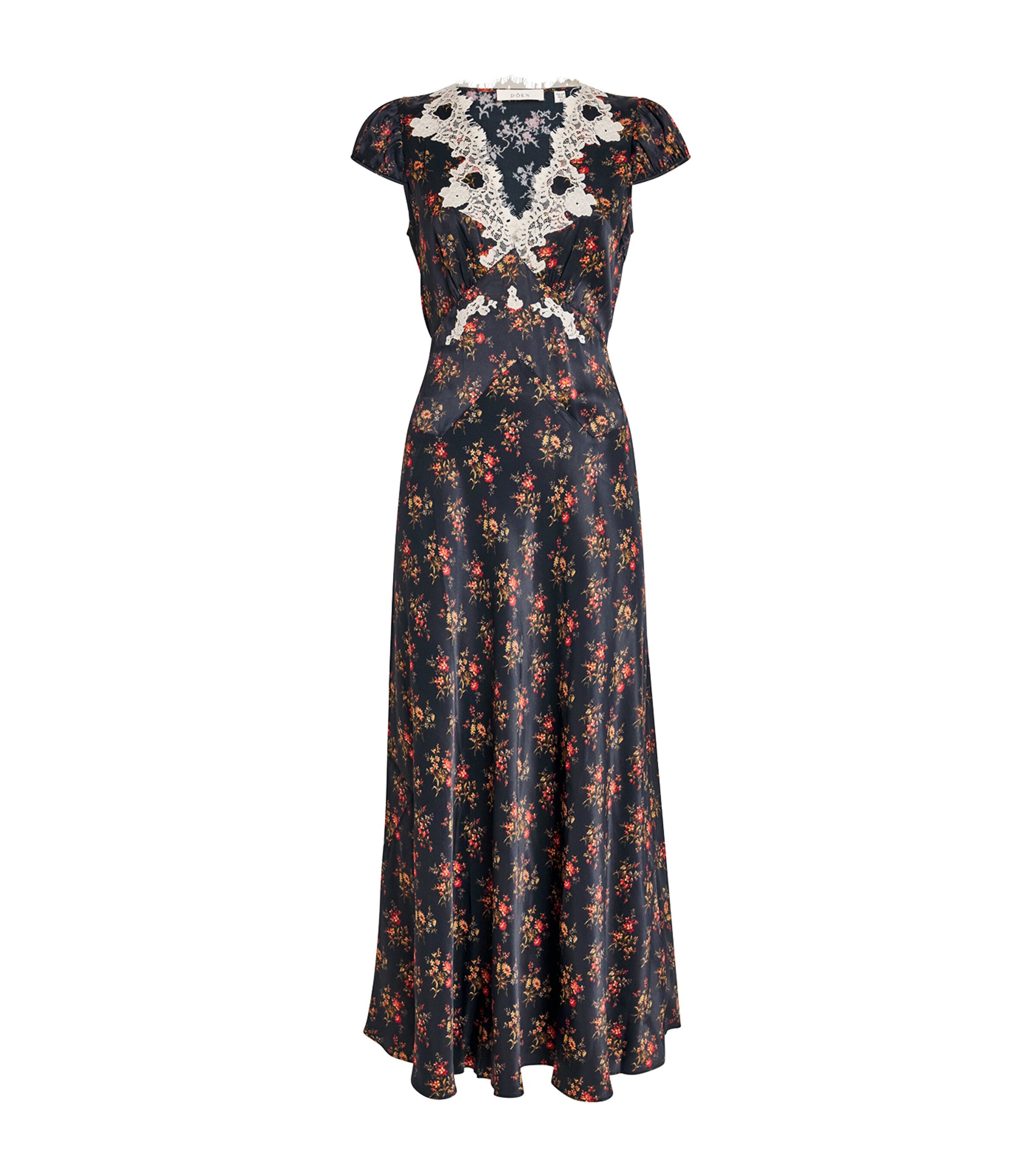 DÔEN Multi Satin Floral Coraline Midi Dress | Harrods UK