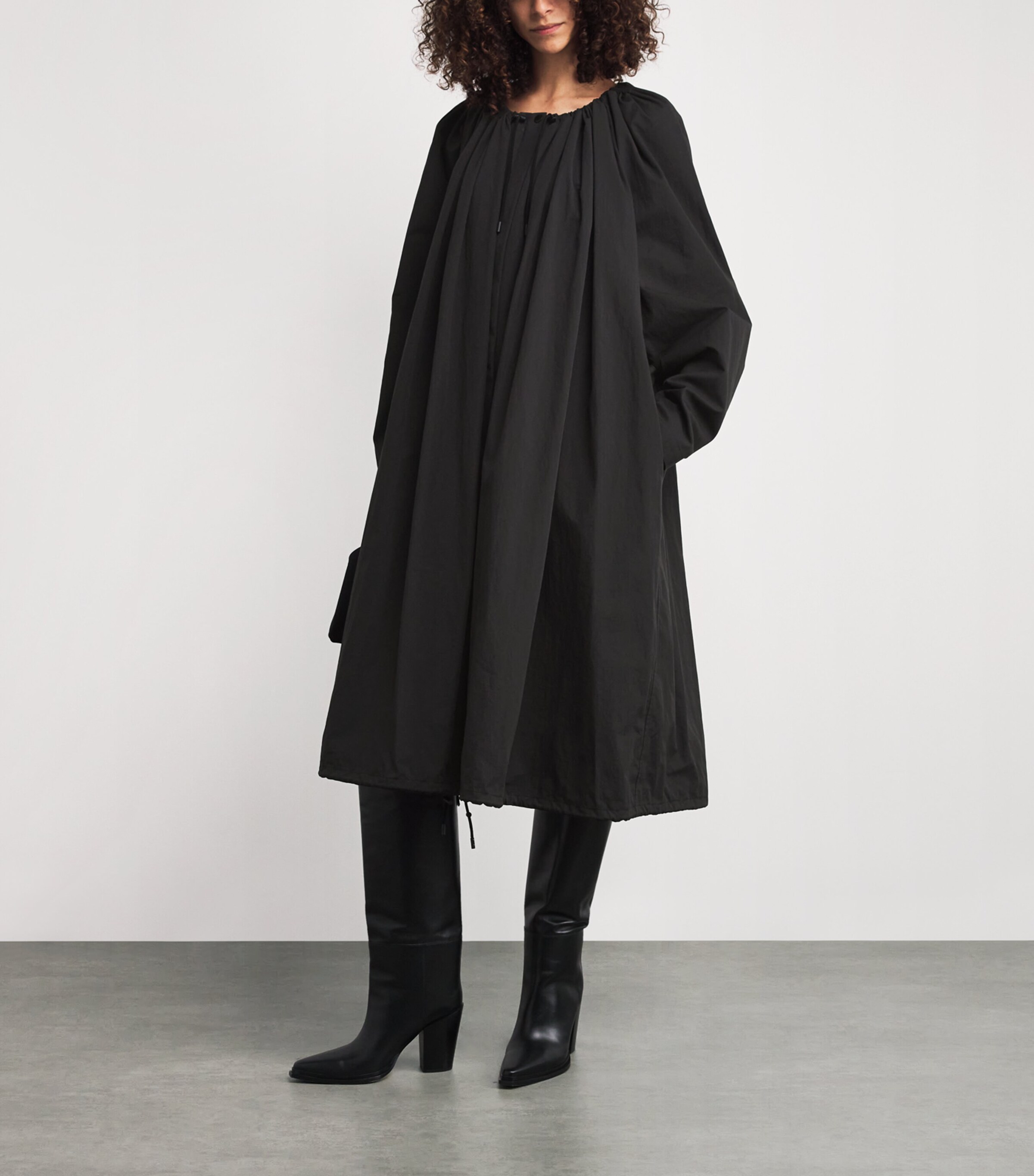 Toteme Black Gathered Parachute Coat | Harrods AU