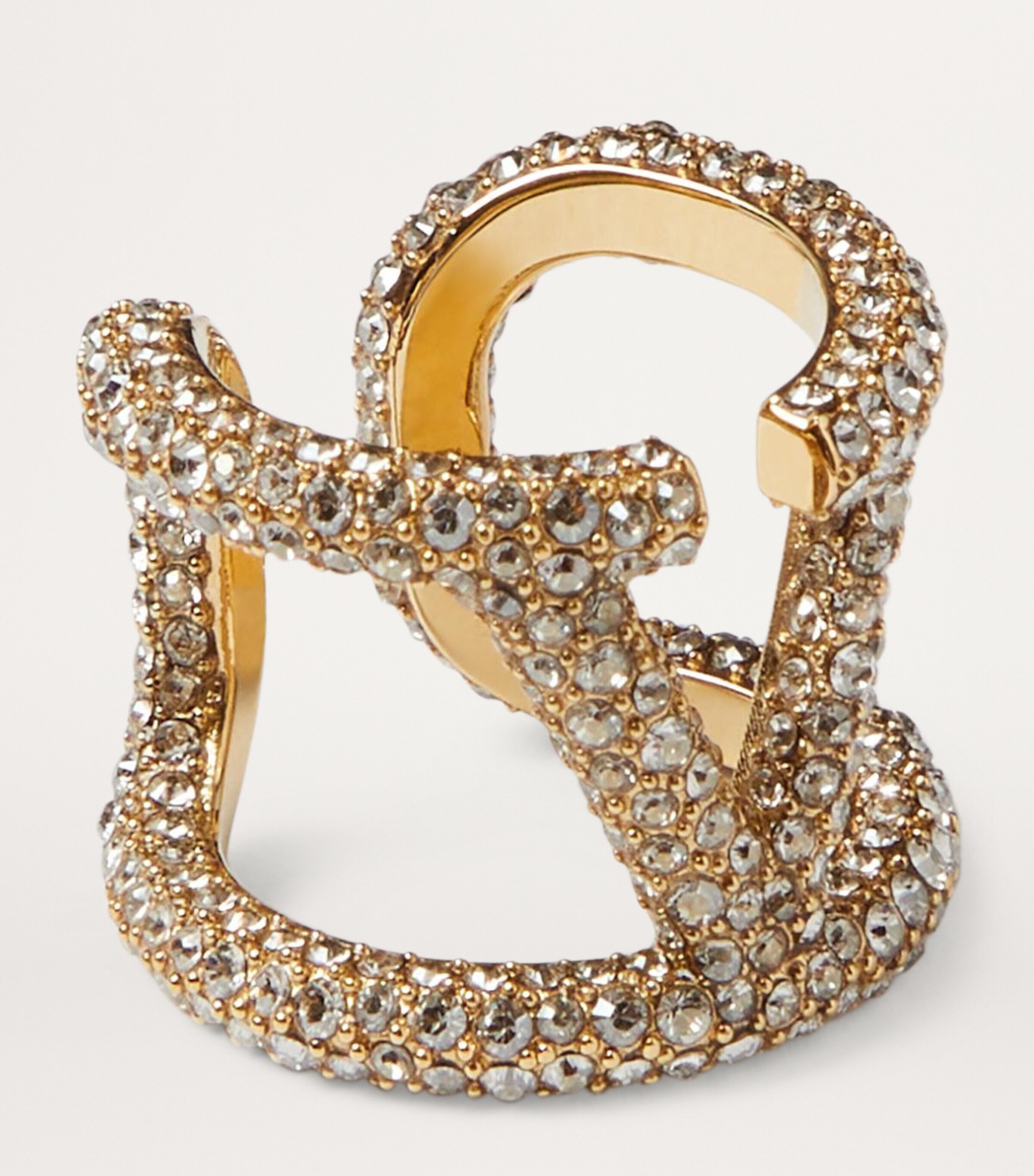 Valentino Garavani Crystal-Embellished VLogo Ring | Harrods UK