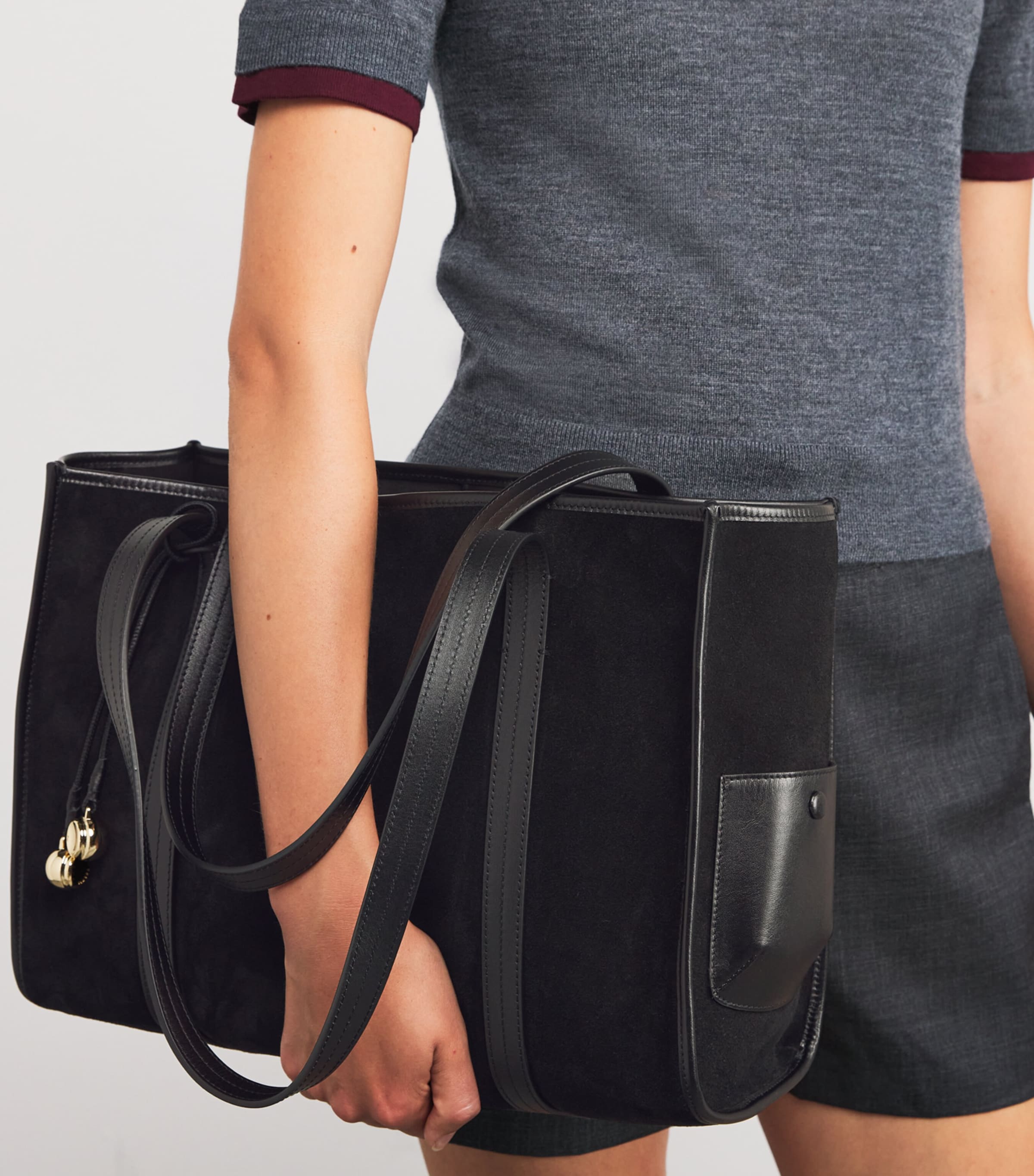 Sandro Paris Black Suede Tote Bag | Harrods US