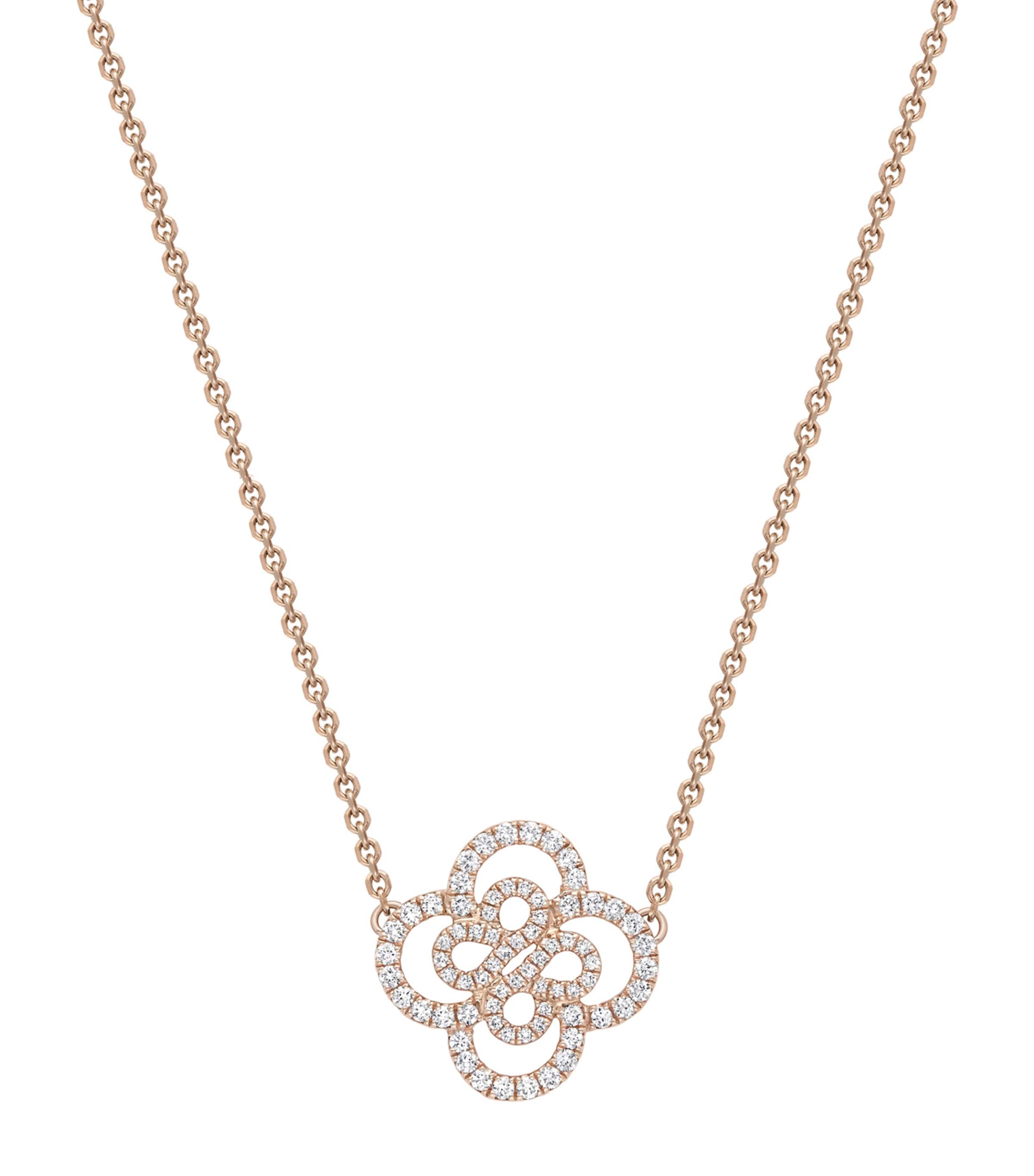 Boodles Rose Gold and Diamond Be Boodles Double Motif Necklace | Harrods US