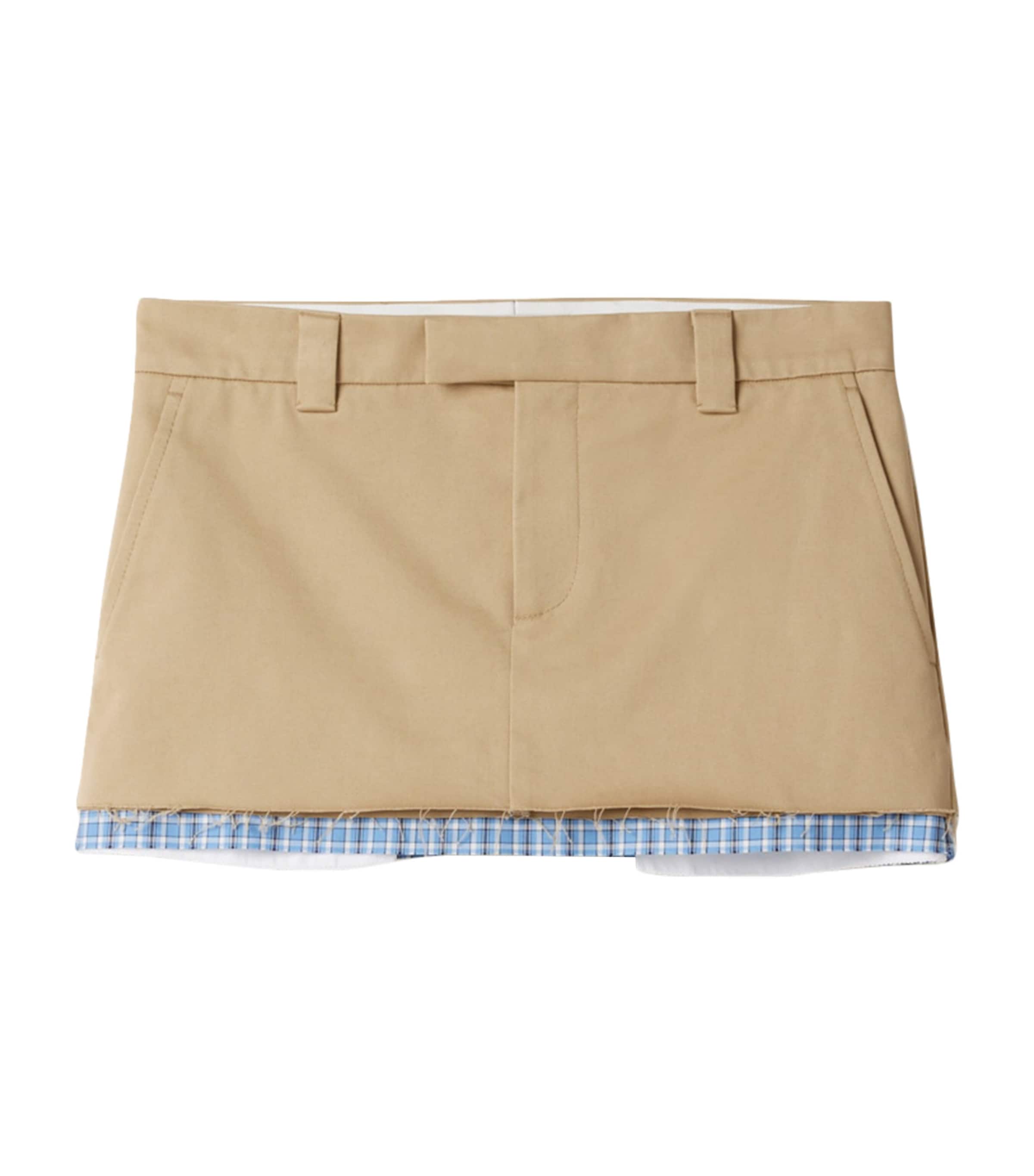 Miu Miu Neutral Cotton Chino Mini Skirt | Harrods UK