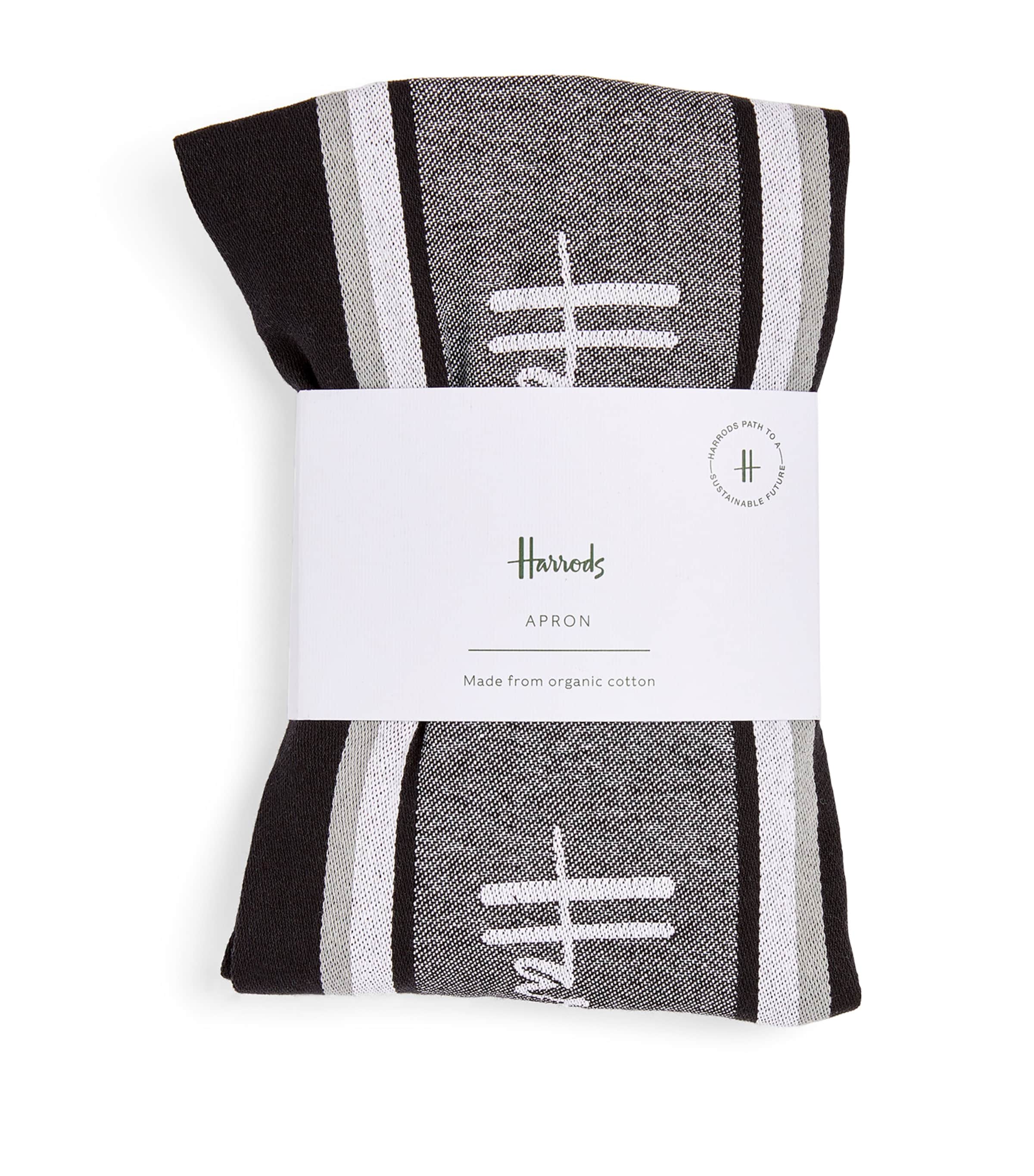 Harrods Organic Cotton Striped Apron In Black | ModeSens