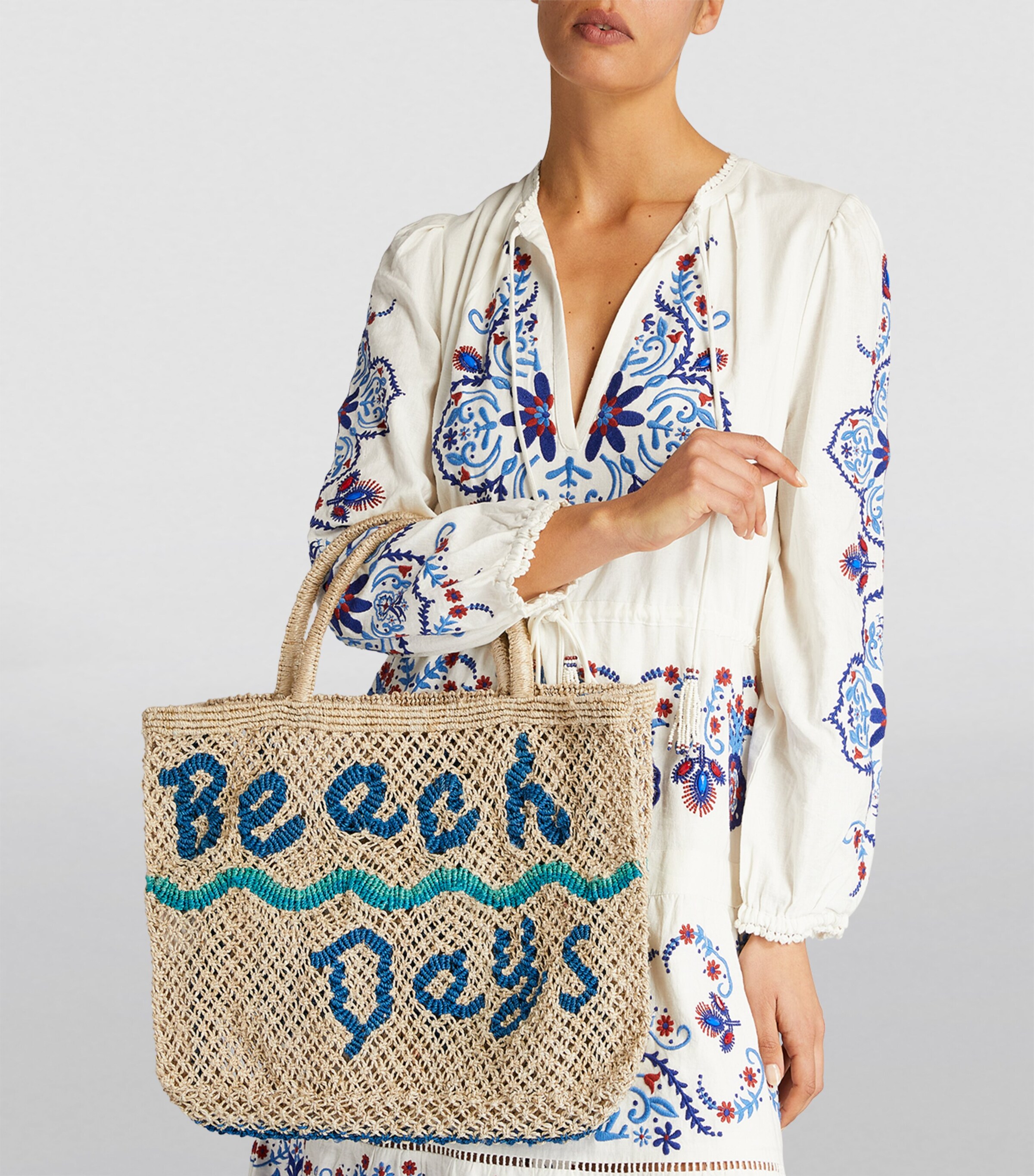 the Jacksons Beige Small Beach Days Tote Bag | Harrods US