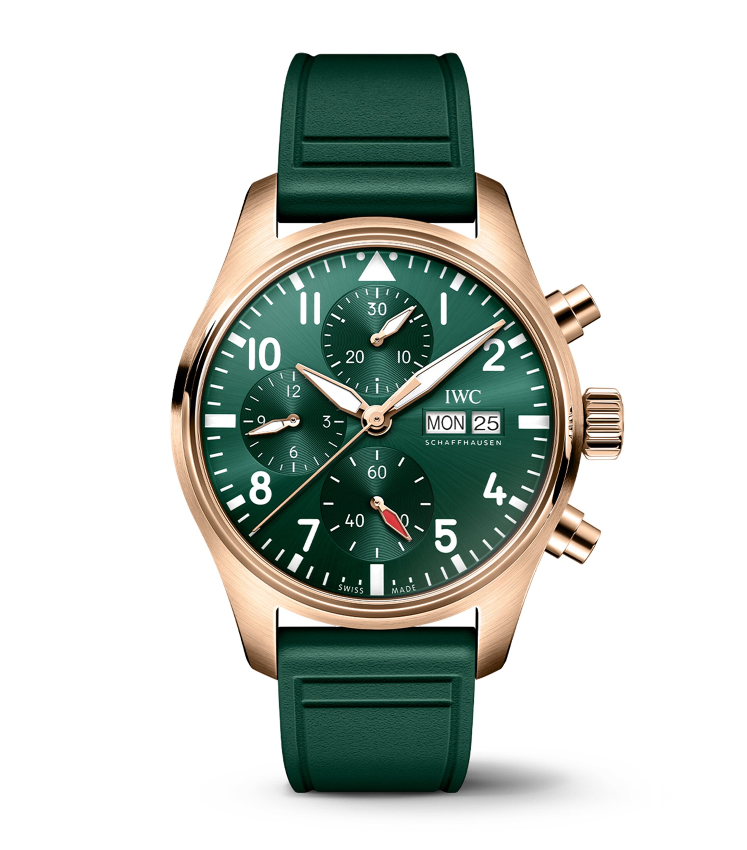 IWC Schaffhausen Rose Gold Pilot's Chronograph Watch 41mm | Harrods UK