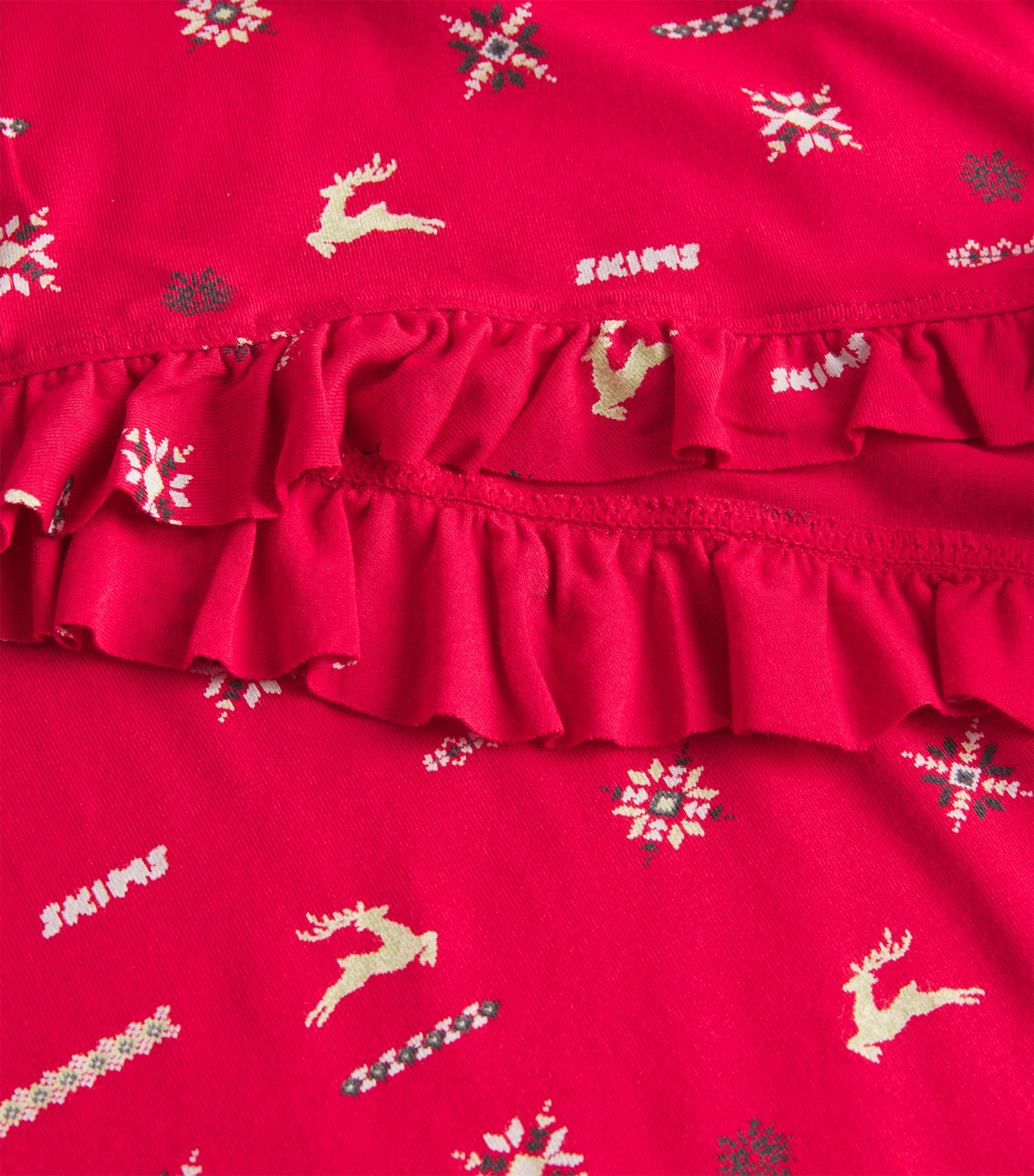 Skims Red Modal-Blend Festive Print Pyjama Top | Harrods US