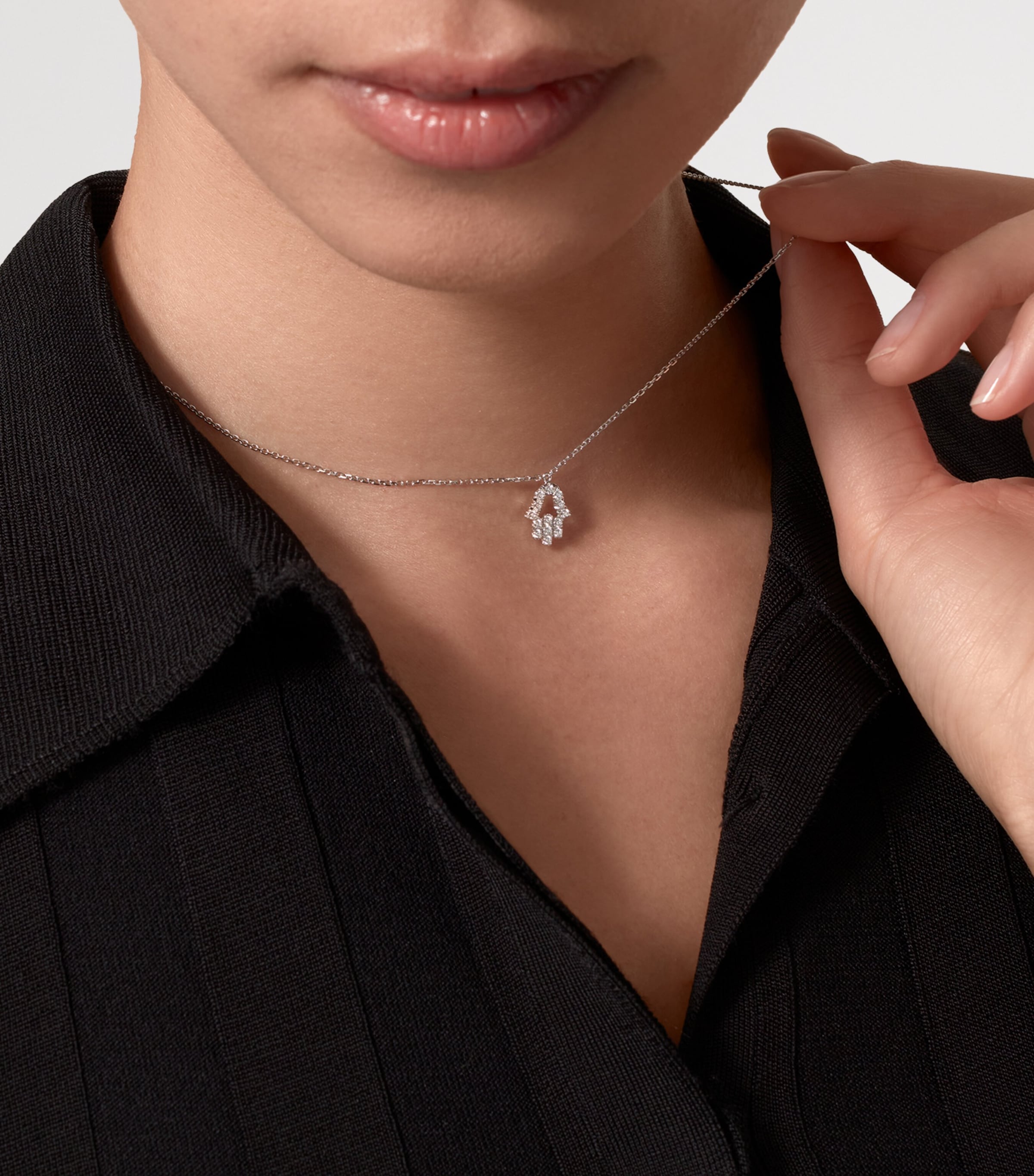 Cartier White Gold and Diamond Symbols Hand of Fatima Necklace | Harrods UK
