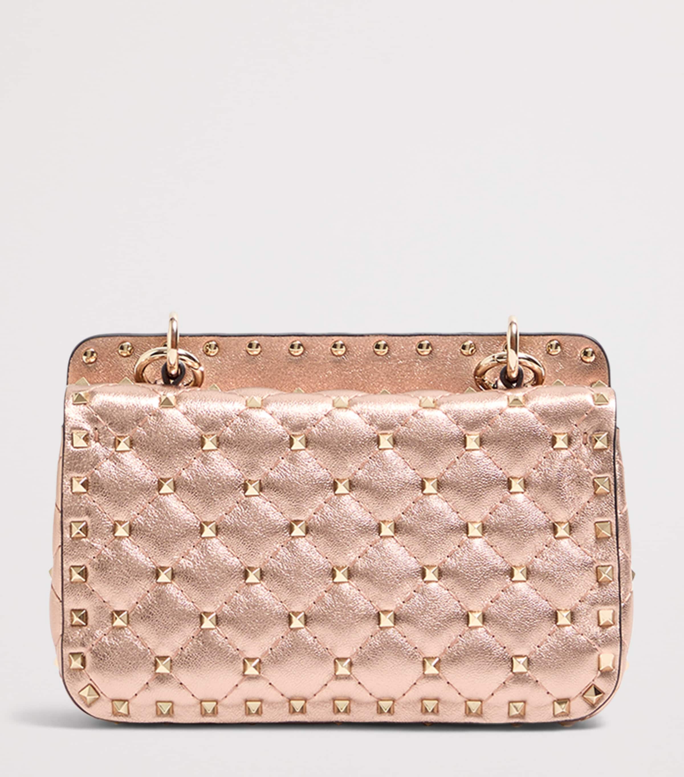 Valentino Garavani Nude Small Leather Rockstud Spike Top-Handle Bag ...