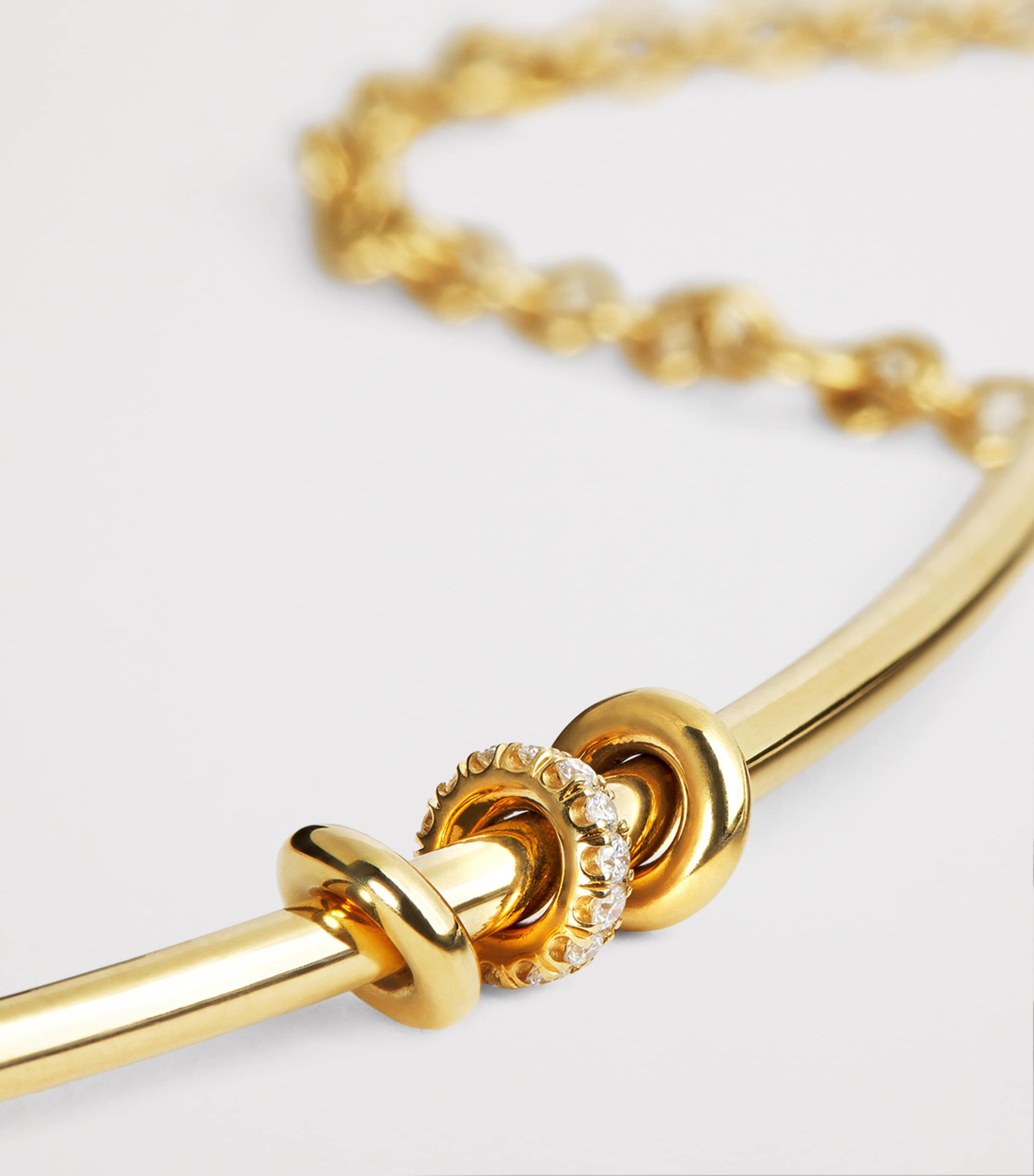 Spinelli Kilcollin Yellow Gold and Diamond Arc Gravity Chain Necklace ...
