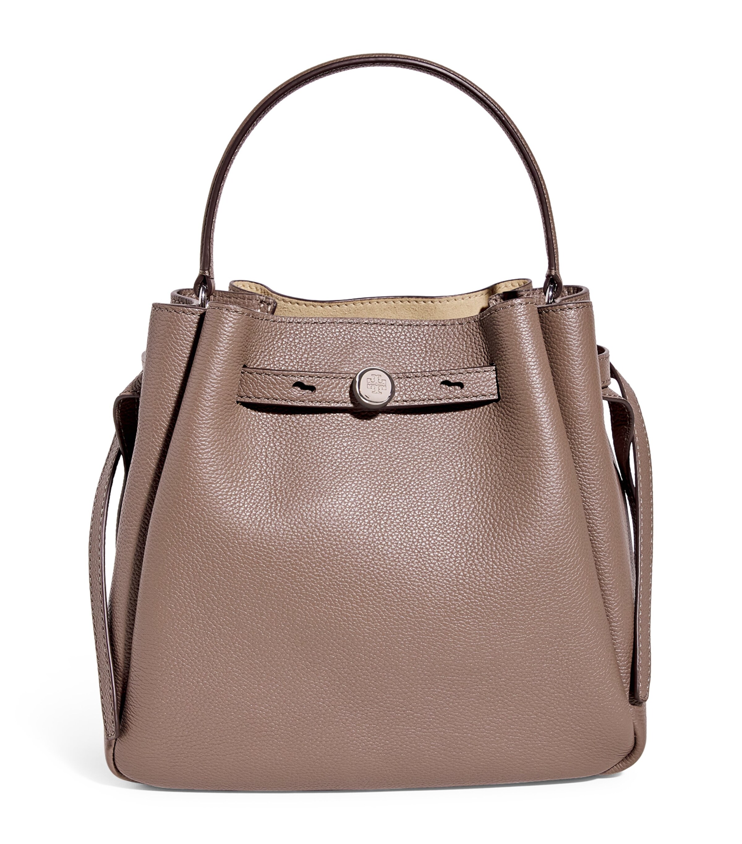 Tory Burch Beige Leather Romy Bucket Bag | Harrods HK
