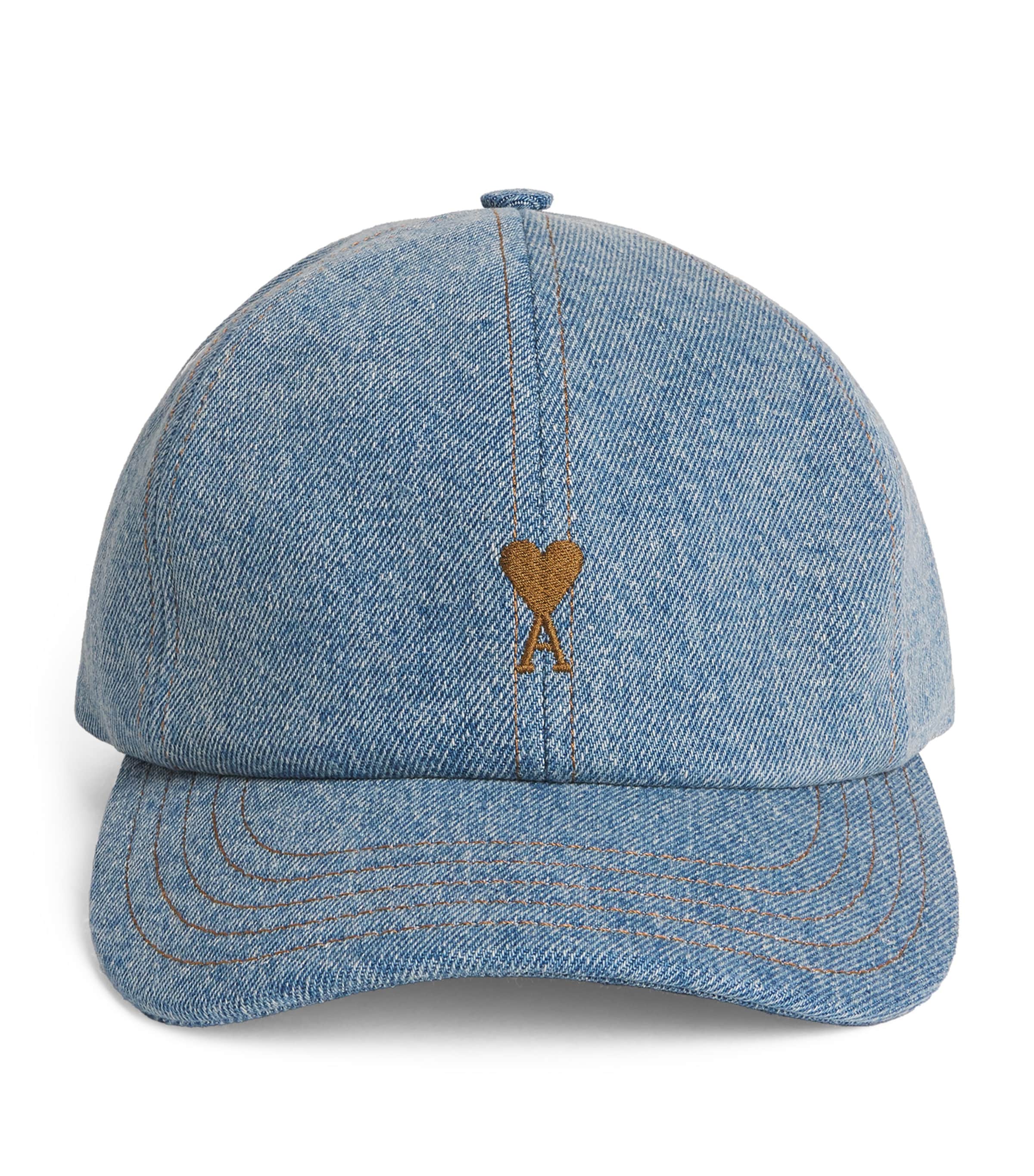 AMI Paris Blue Denim Logo Embroidered Baseball Cap | Harrods US