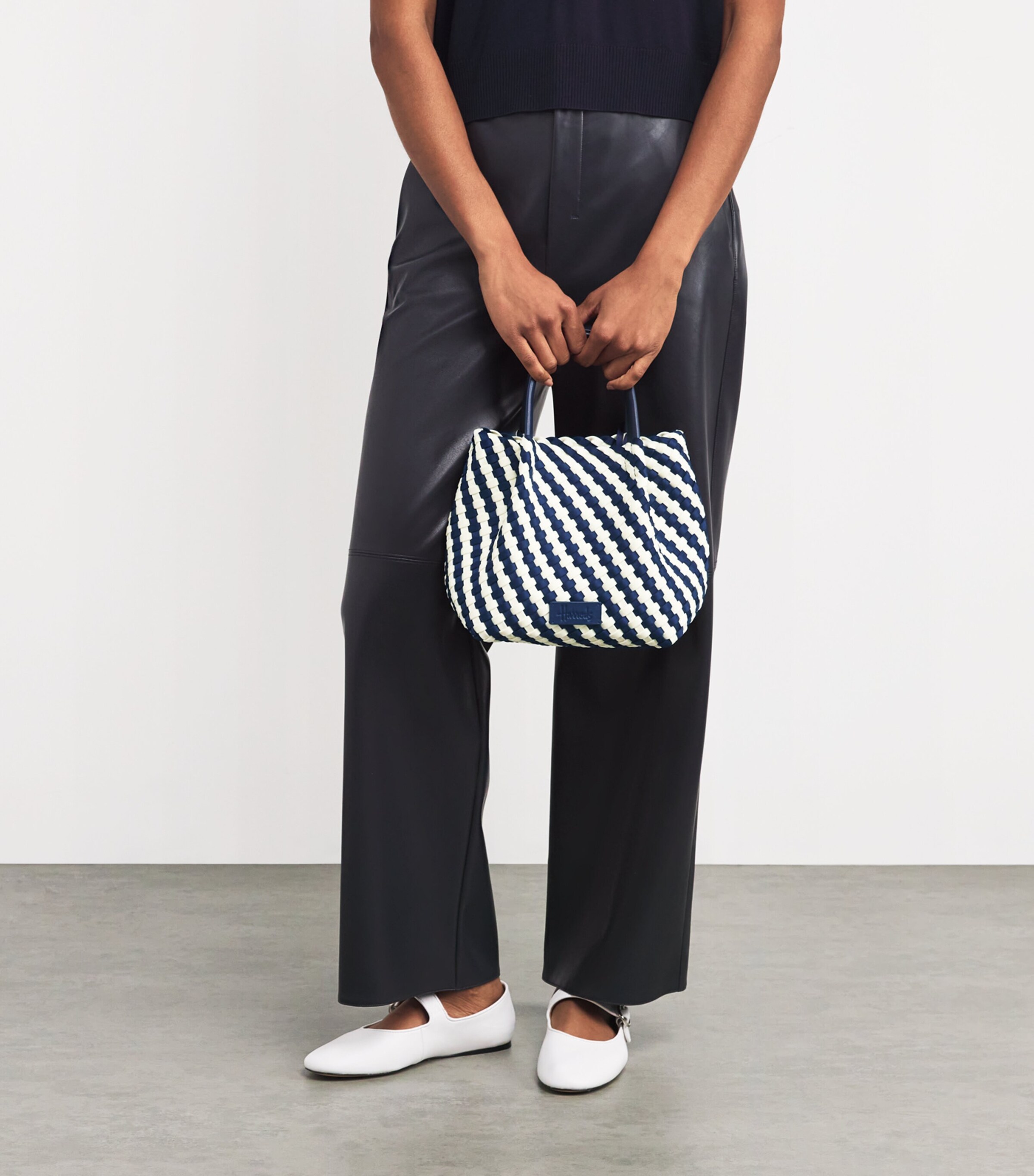 Harrods Navy Mini Neoprene Woven Tote Bag | Harrods US