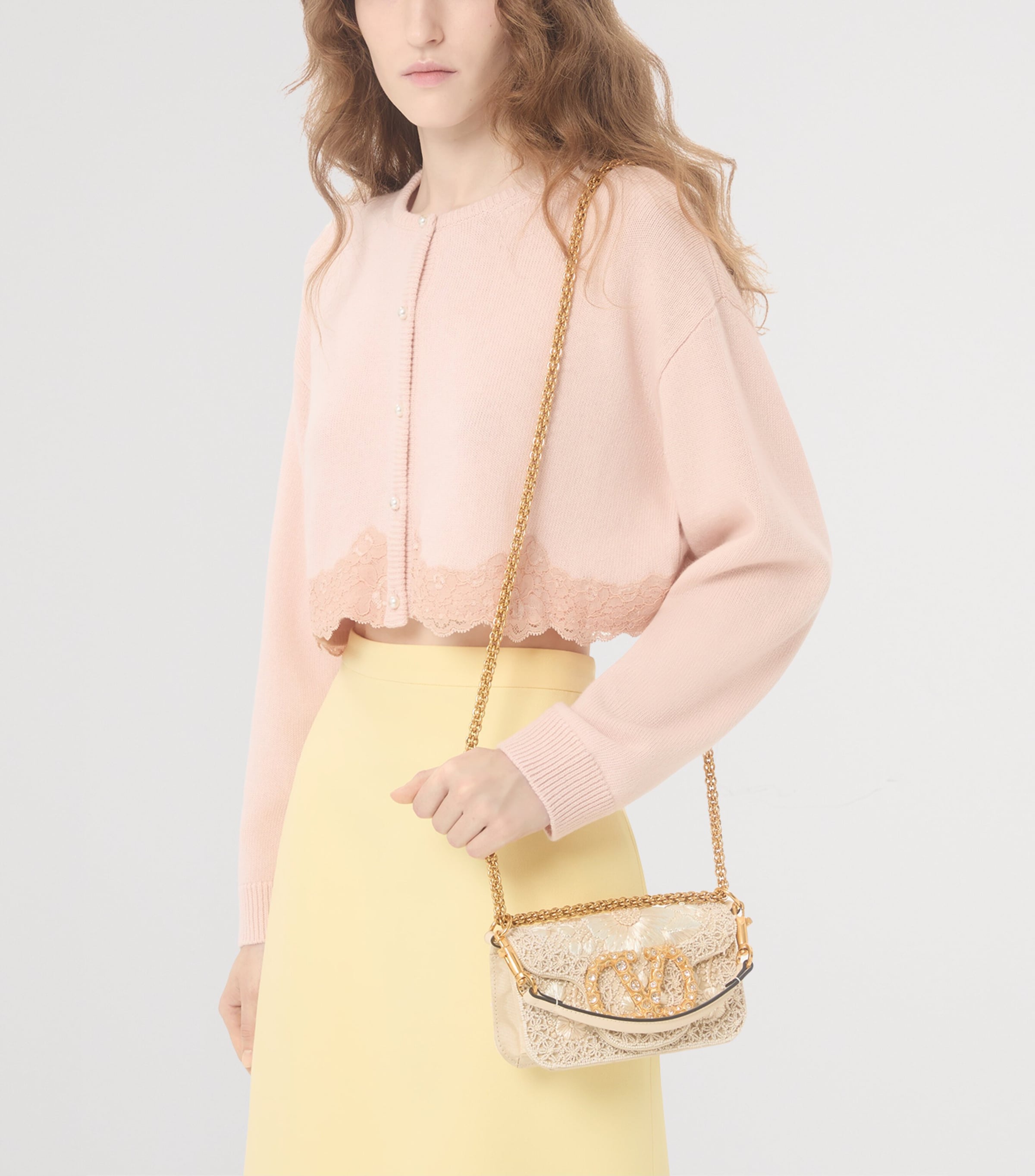 Valentino Garavani Ivory Small Embellished Locò Shoulder Bag | Harrods SG