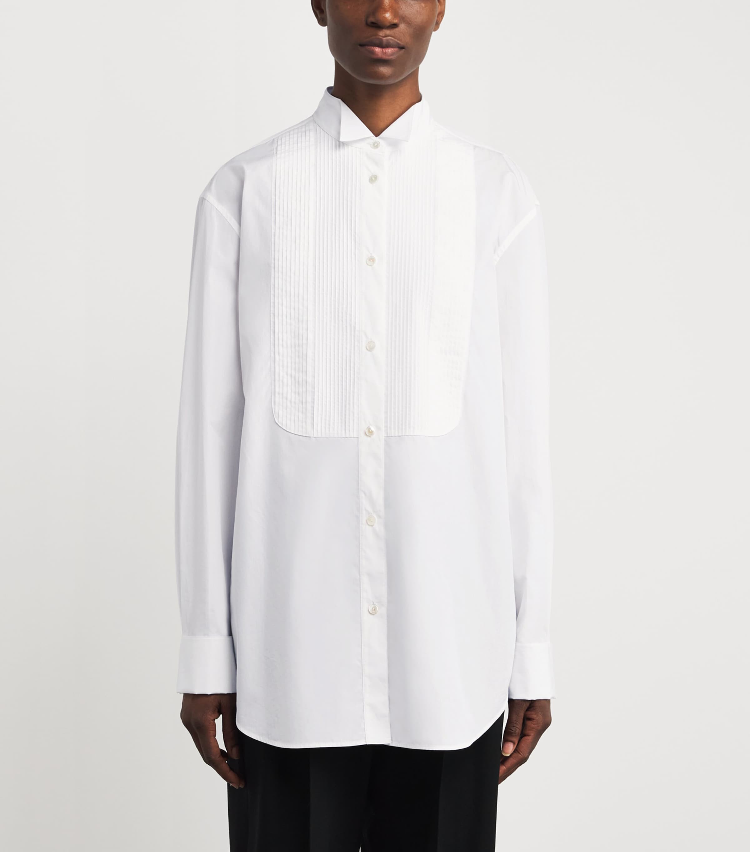 The Row White Erelia Cotton Tuxedo Shirt | Harrods US