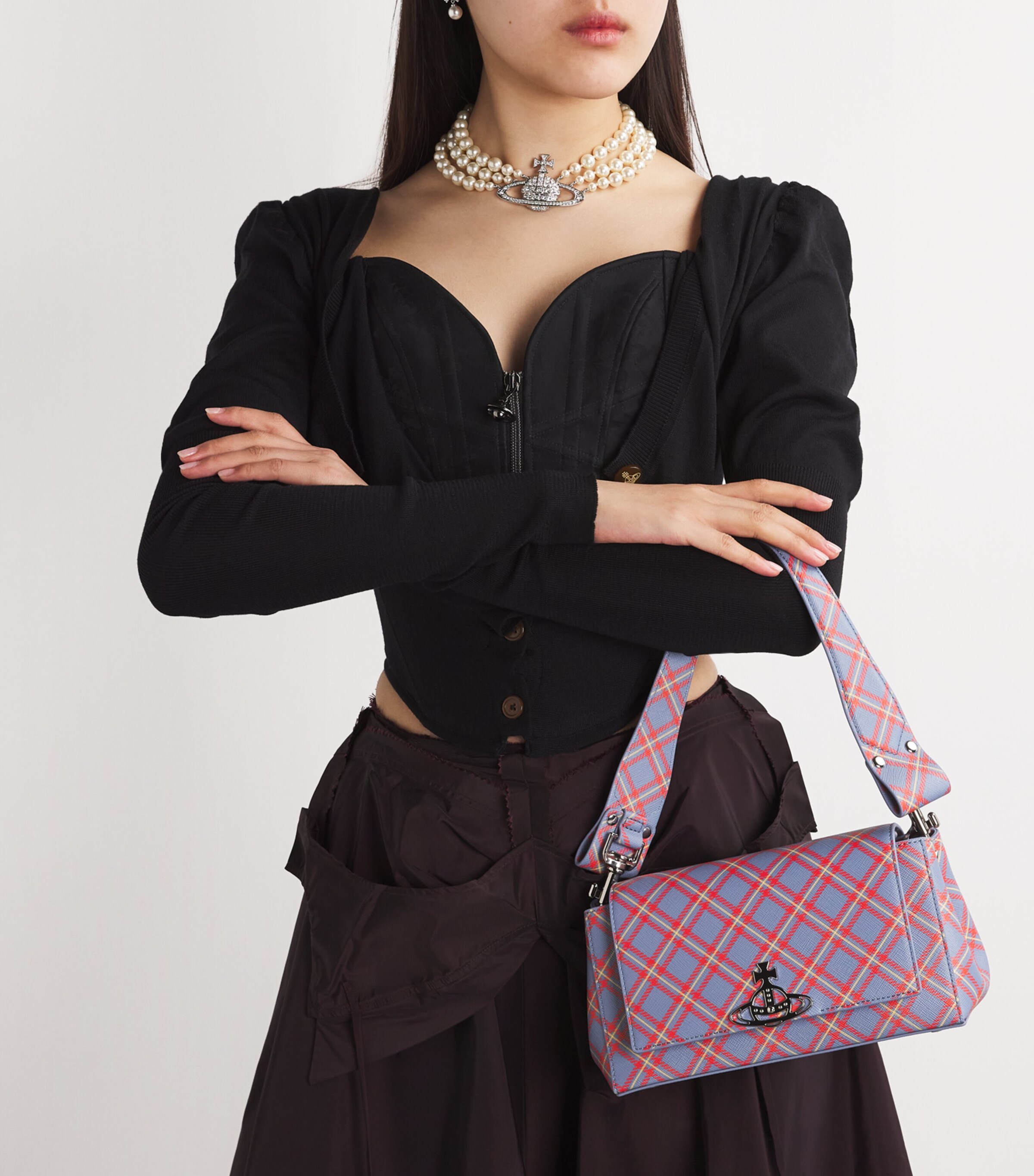Vivienne Westwood Tartan Print Hazel Top-Handle Bag | Harrods UK