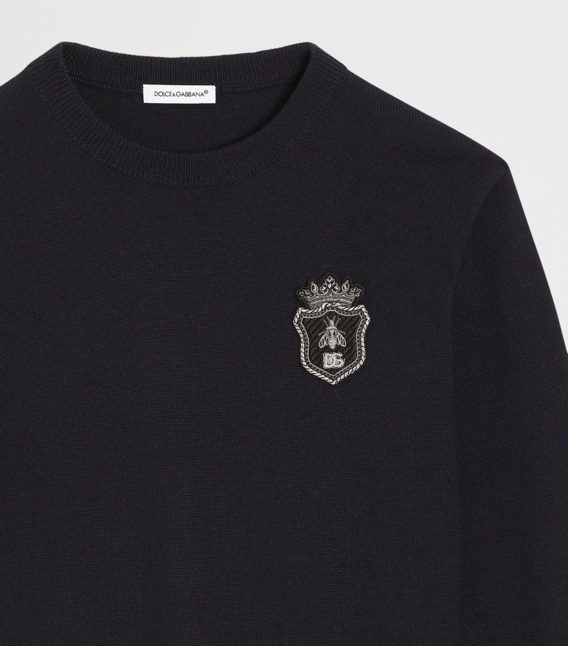 Dolce&Gabbana Kids Multi Virgin Wool Embroidered Crest Sweater (8-12 ...