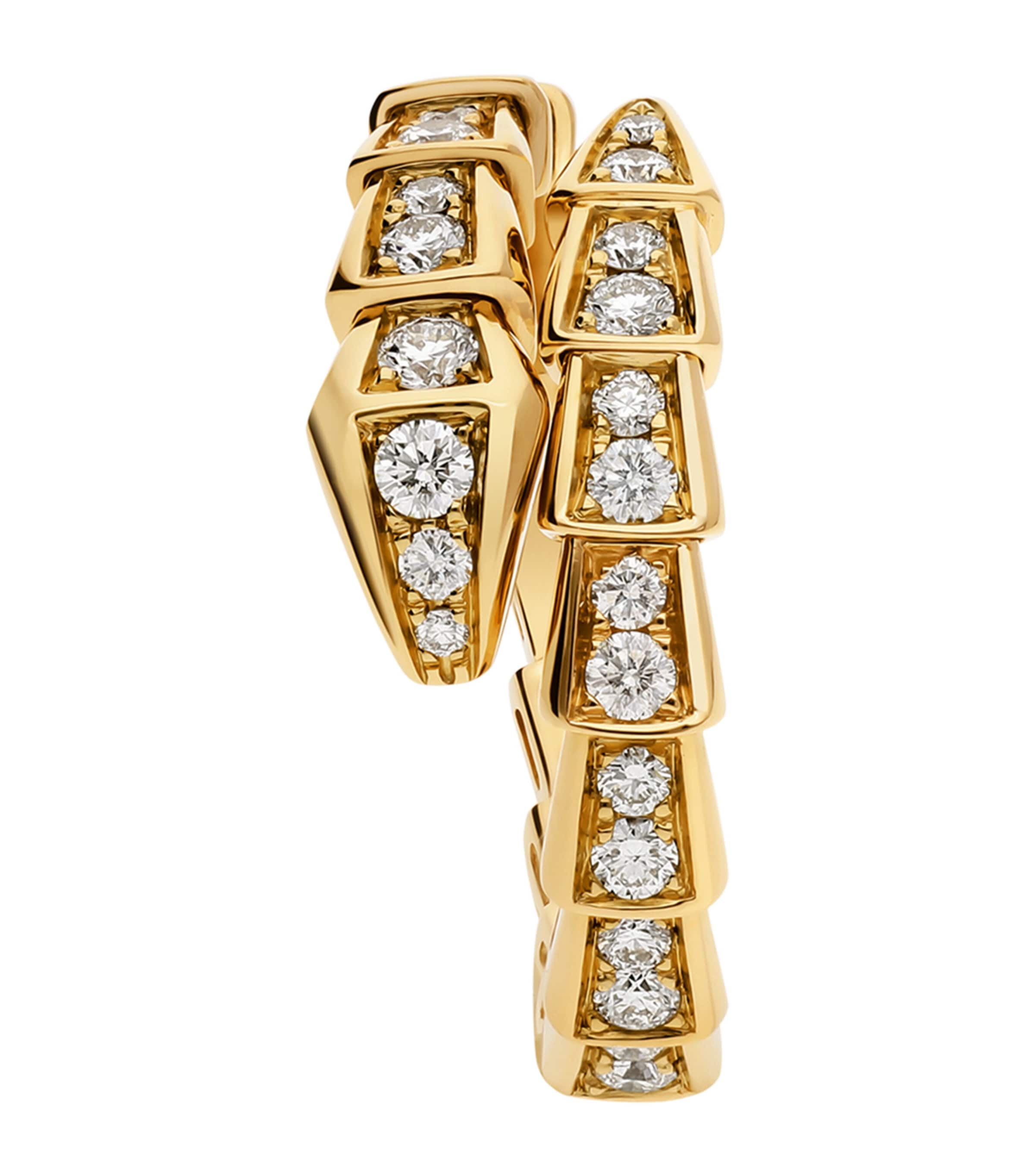 Bvlgari Yellow Gold and Diamond Serpenti Viper Ring | Harrods UK