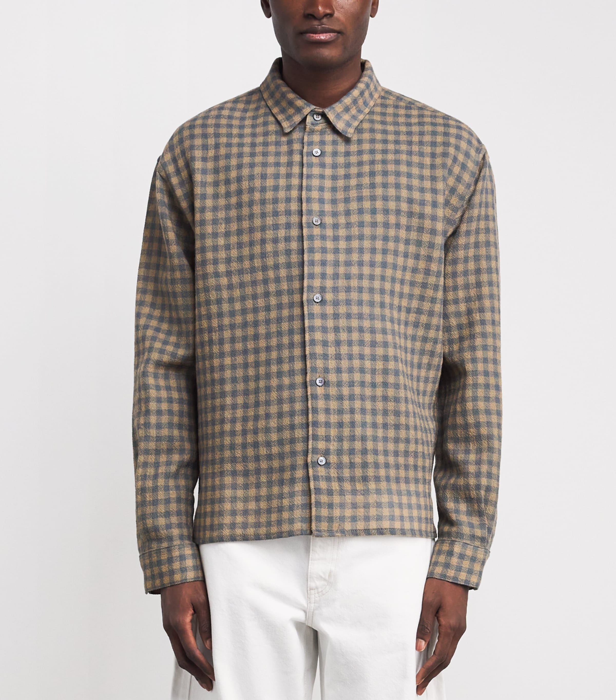 FRAME Blue Virgin Wool Check Shirt | Harrods CA