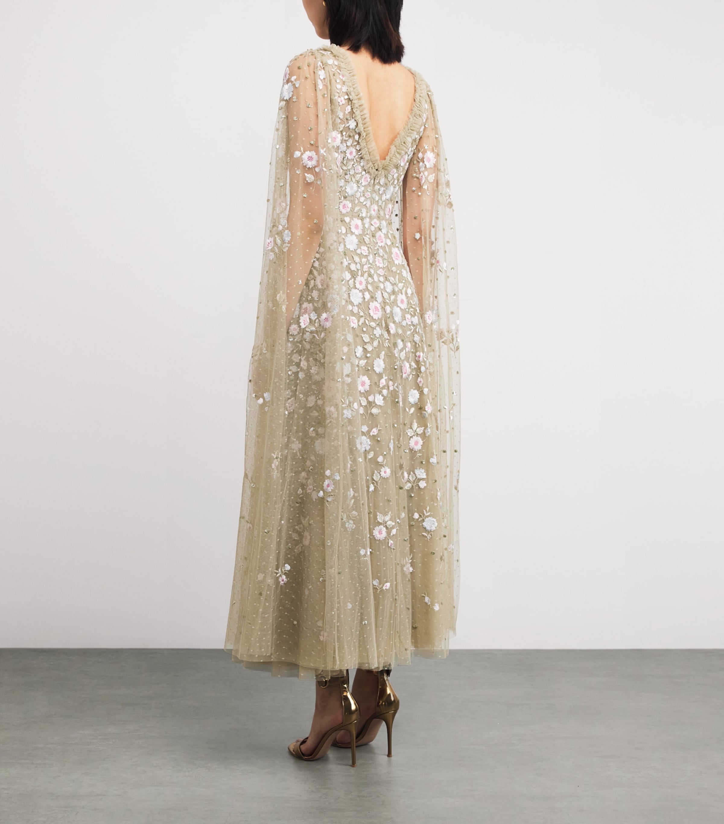 Needle & Thread Multi Cape-Detail Ethereal Blooms Maxi Dress | Harrods FR