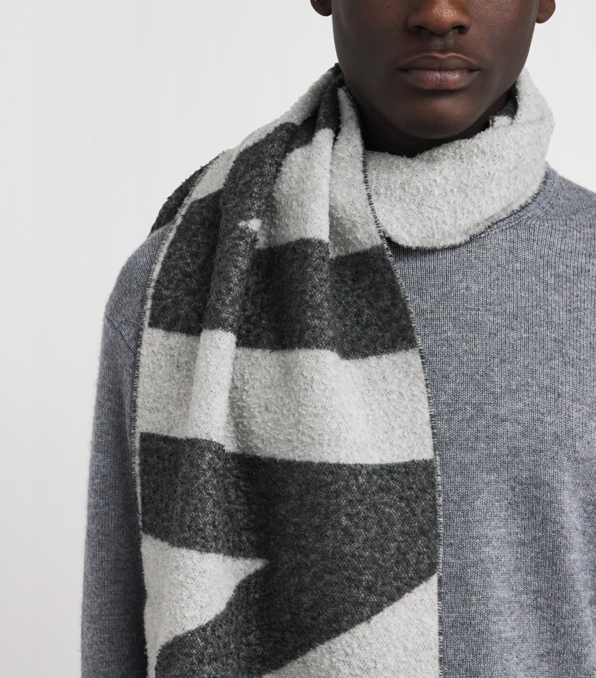 NN07 Black Wool-Blend Logo Scarf | Harrods CA