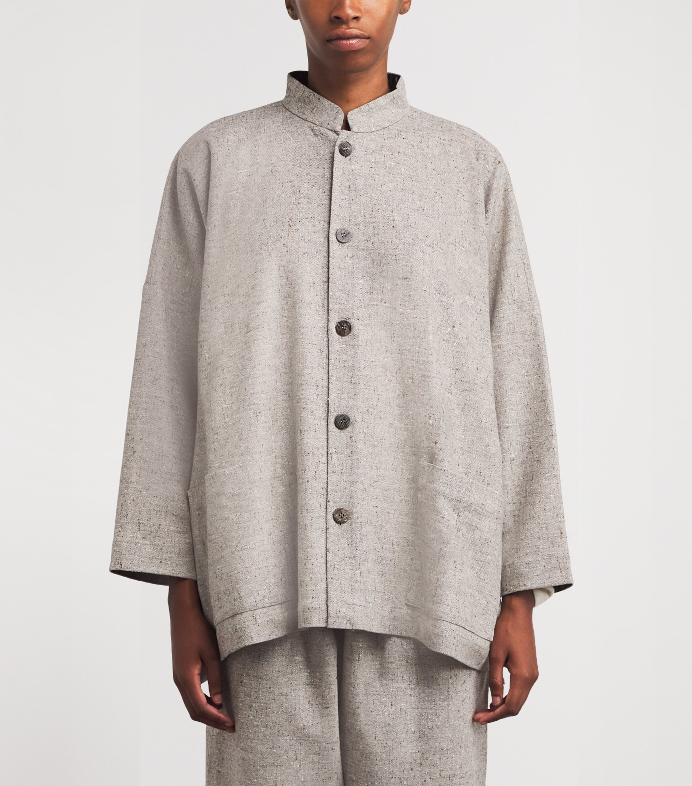 Eskandar Grey Virgin Wool Mandarin-Collar Jacket | Harrods AU