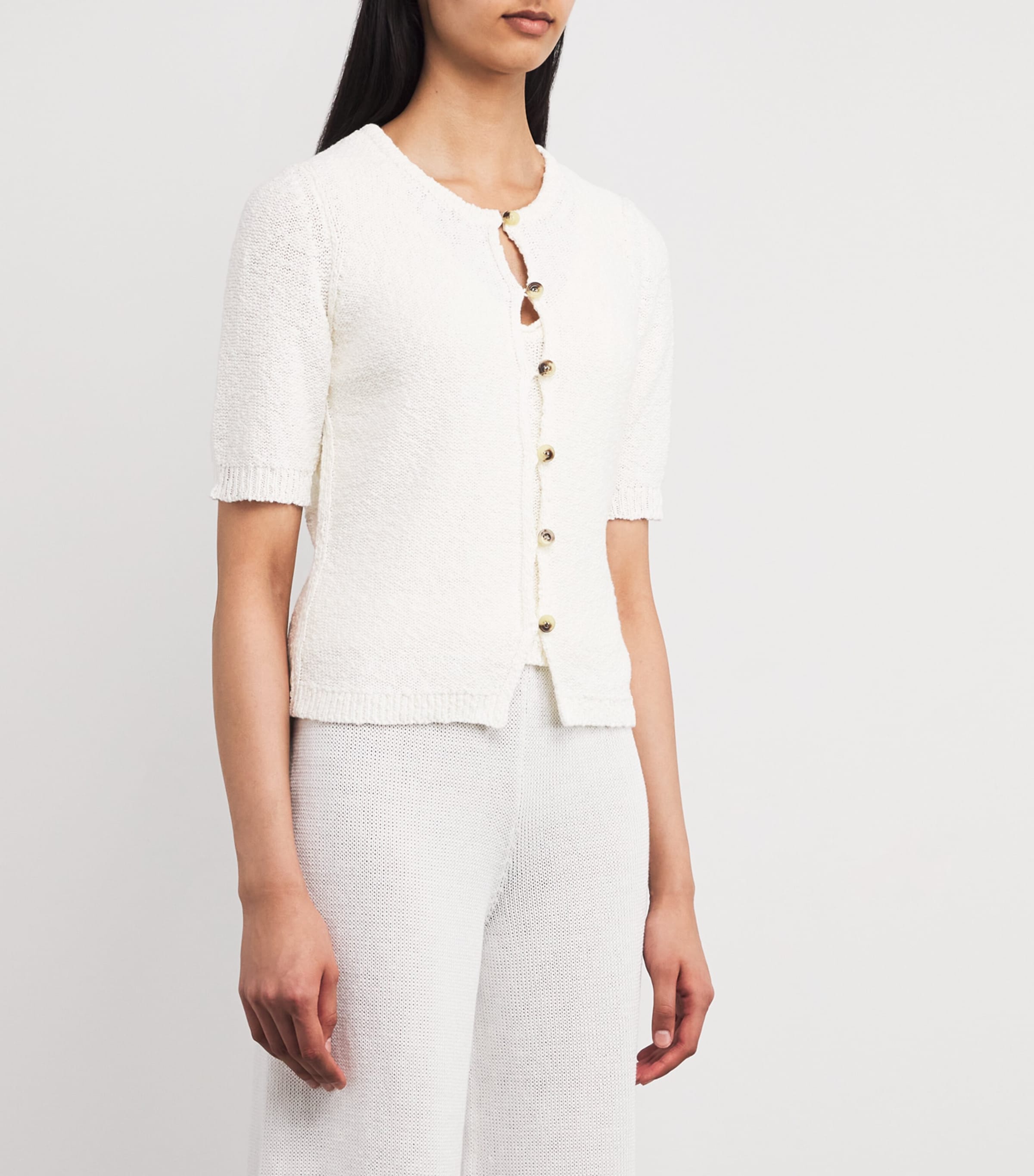 ME+EM White Cotton-Linen Bouclé Top | Harrods US