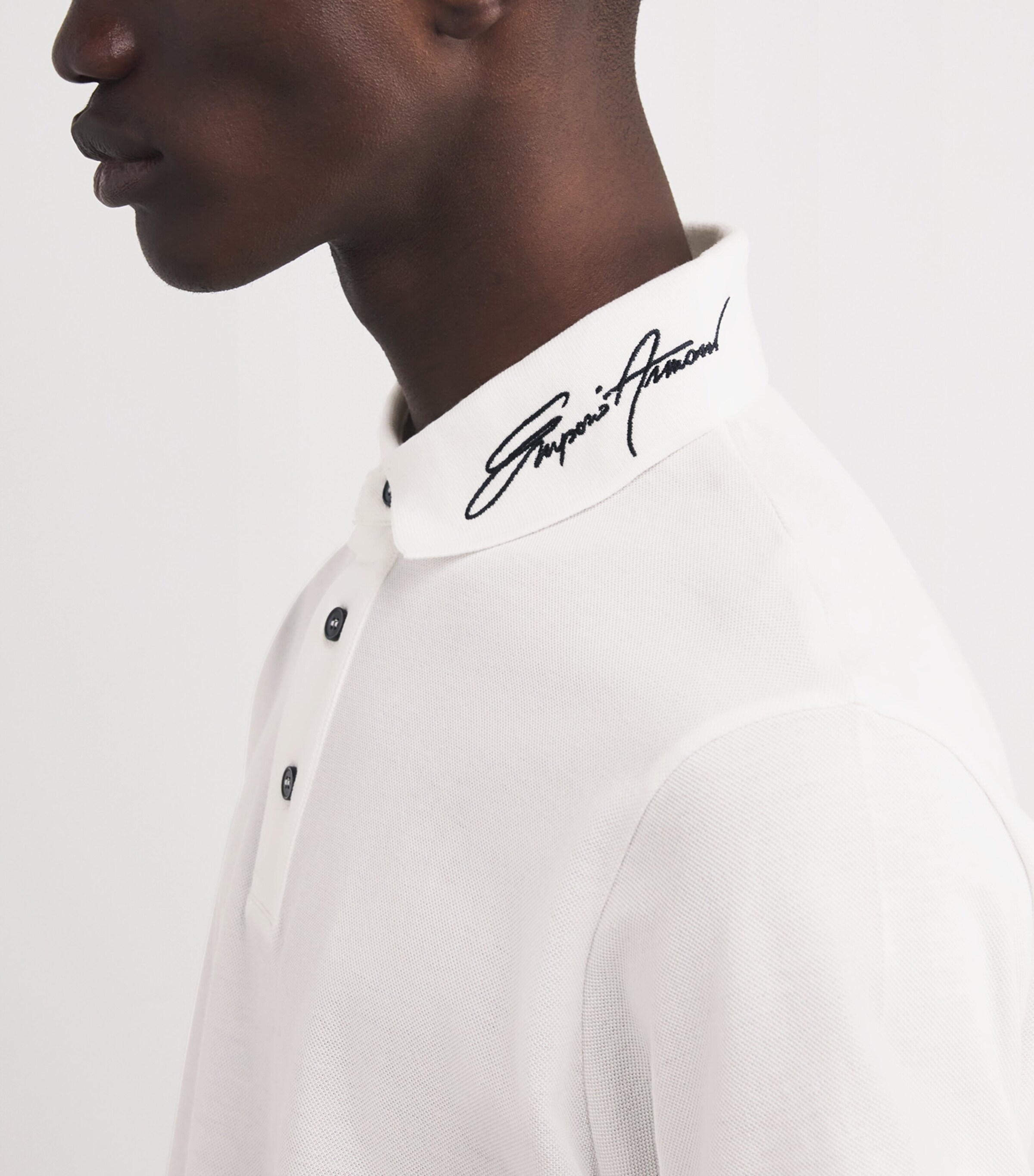 Emporio Armani White Cotton Piqué Signature Polo Shirt | Harrods UK
