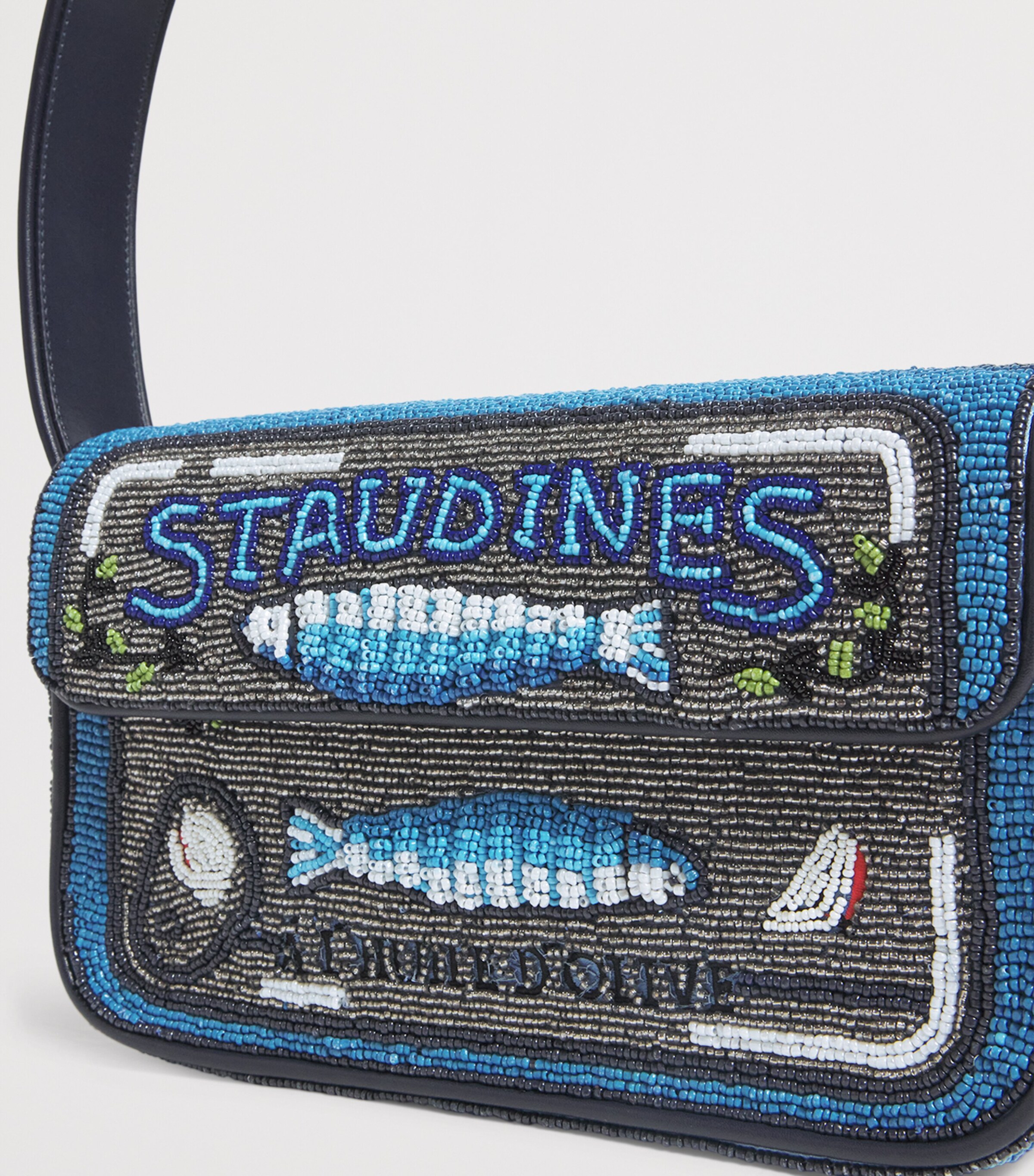 STAUD Blue Beaded Staudines Tommy Shoulder Bag | Harrods US